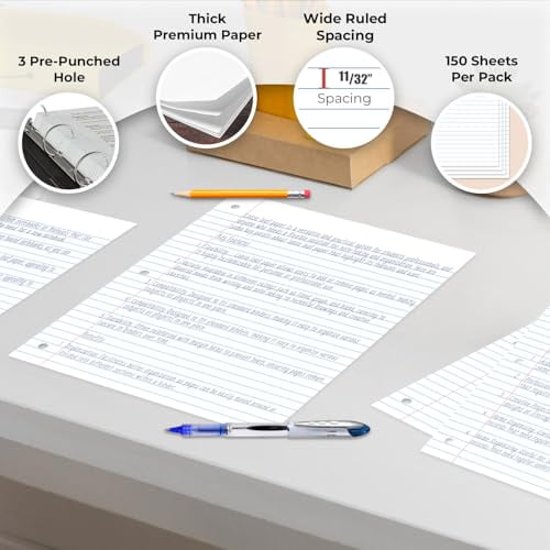 Loose Leaf Paper Bulk, 7200 Sheets, Wide Ruled, 8 x 10.5", Filler ...