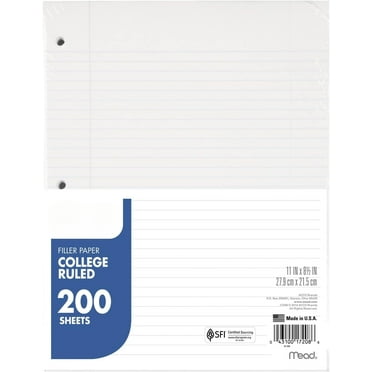 Goohae Binder Paper, 200-Sheet College Ruled Filler Paper, 3-Hole ...