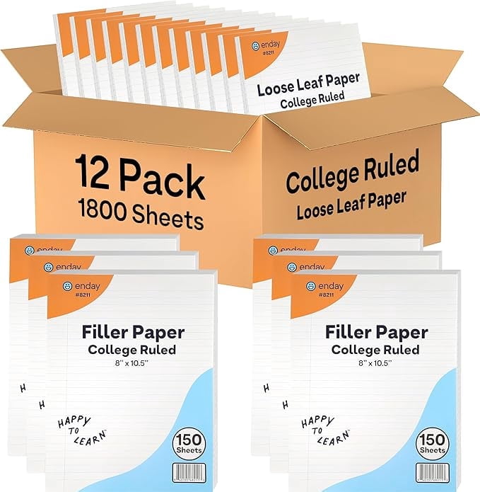 Loose Leaf Paper College Ruled Notebook Paper, 8 x 10.5 Filler Paper ...