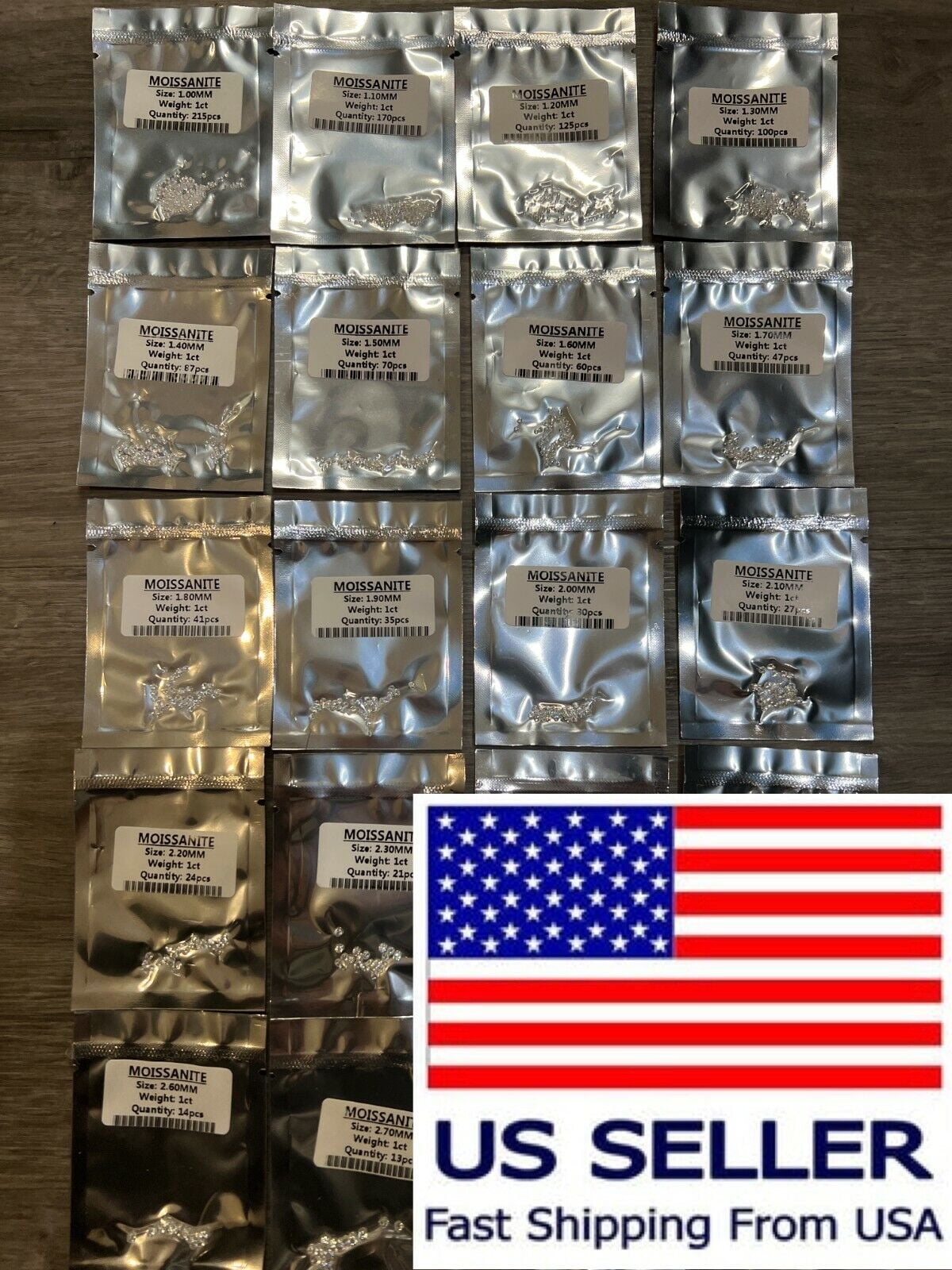 Loose Moissanite Real Gem 0.8mm-3mm ALL SIZES 1ct TW Parcel Melee Stone ...
