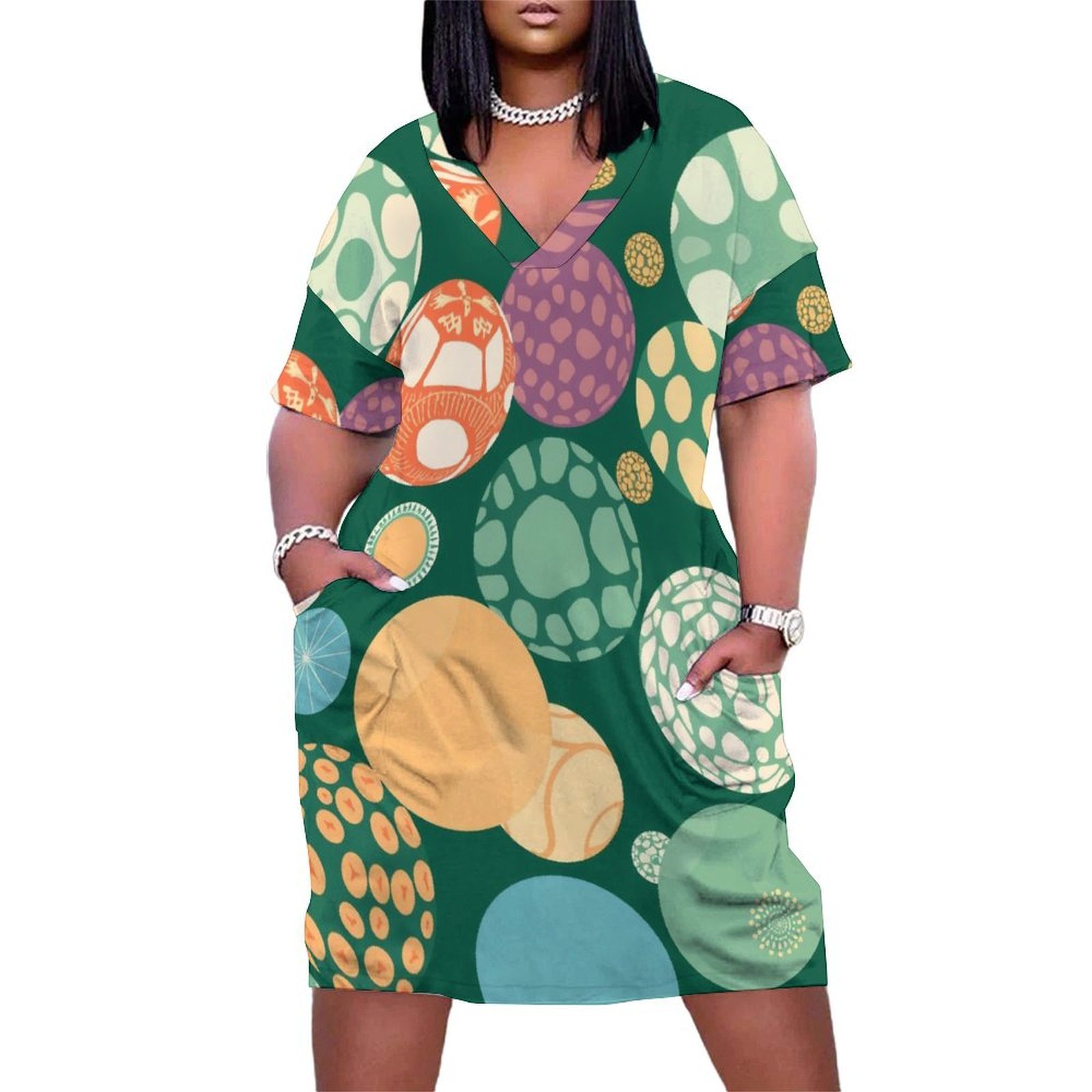 Loose Pocket Dress Abstract Colorful Spheres Dresses for Woman Dresses ...