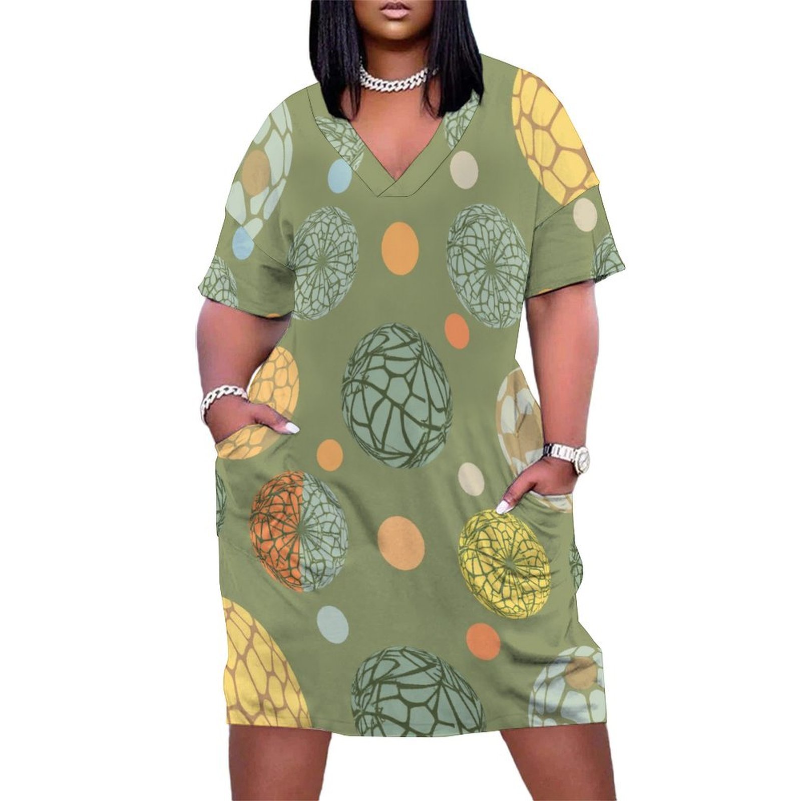 Loose Pocket Dress Abstract Sphere Pattern Dresses for Woman Dresses ...