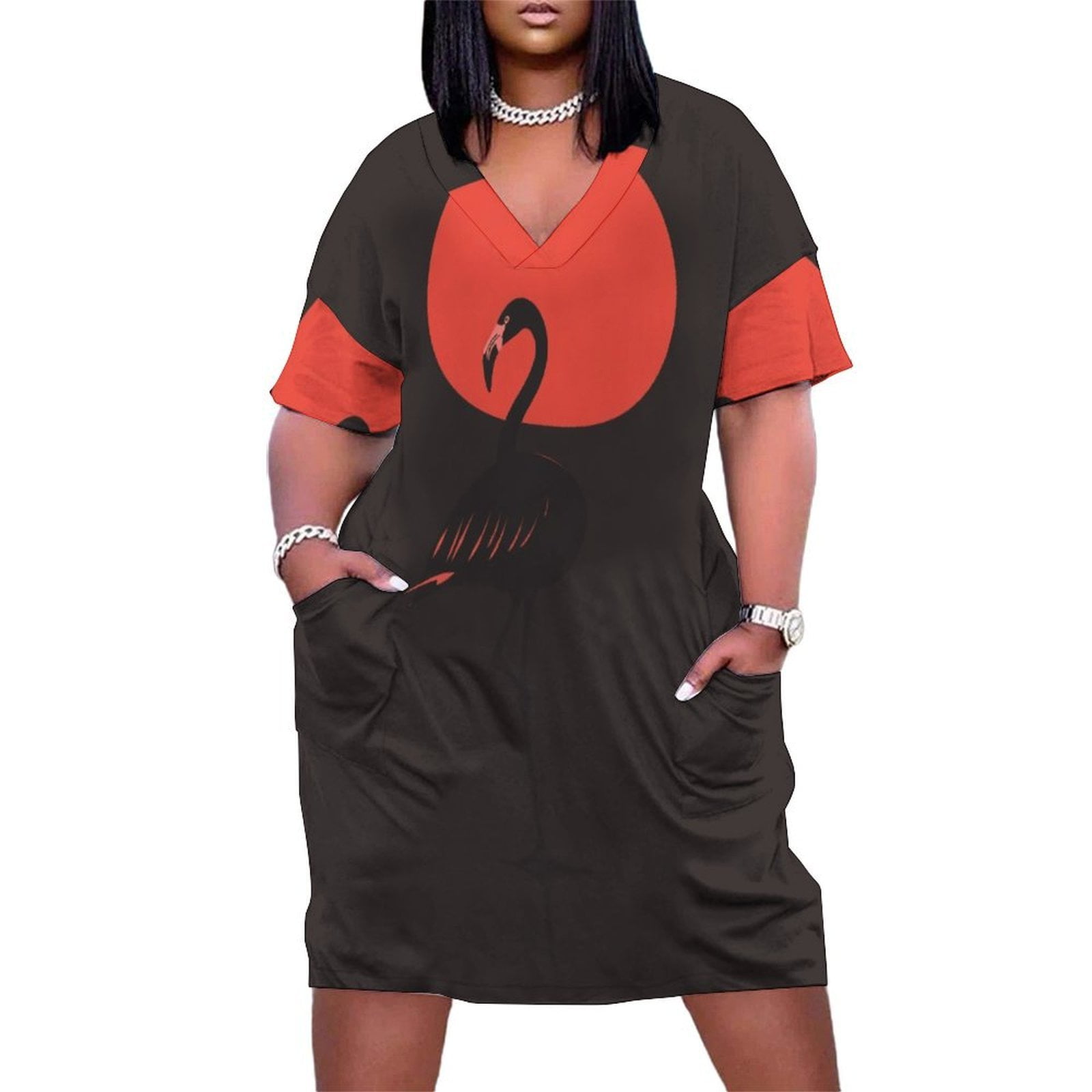 Loose Pocket Dress Black Flamingo Red Sun Dresses for Woman Dresses for Woman 2025 - Walmart.com