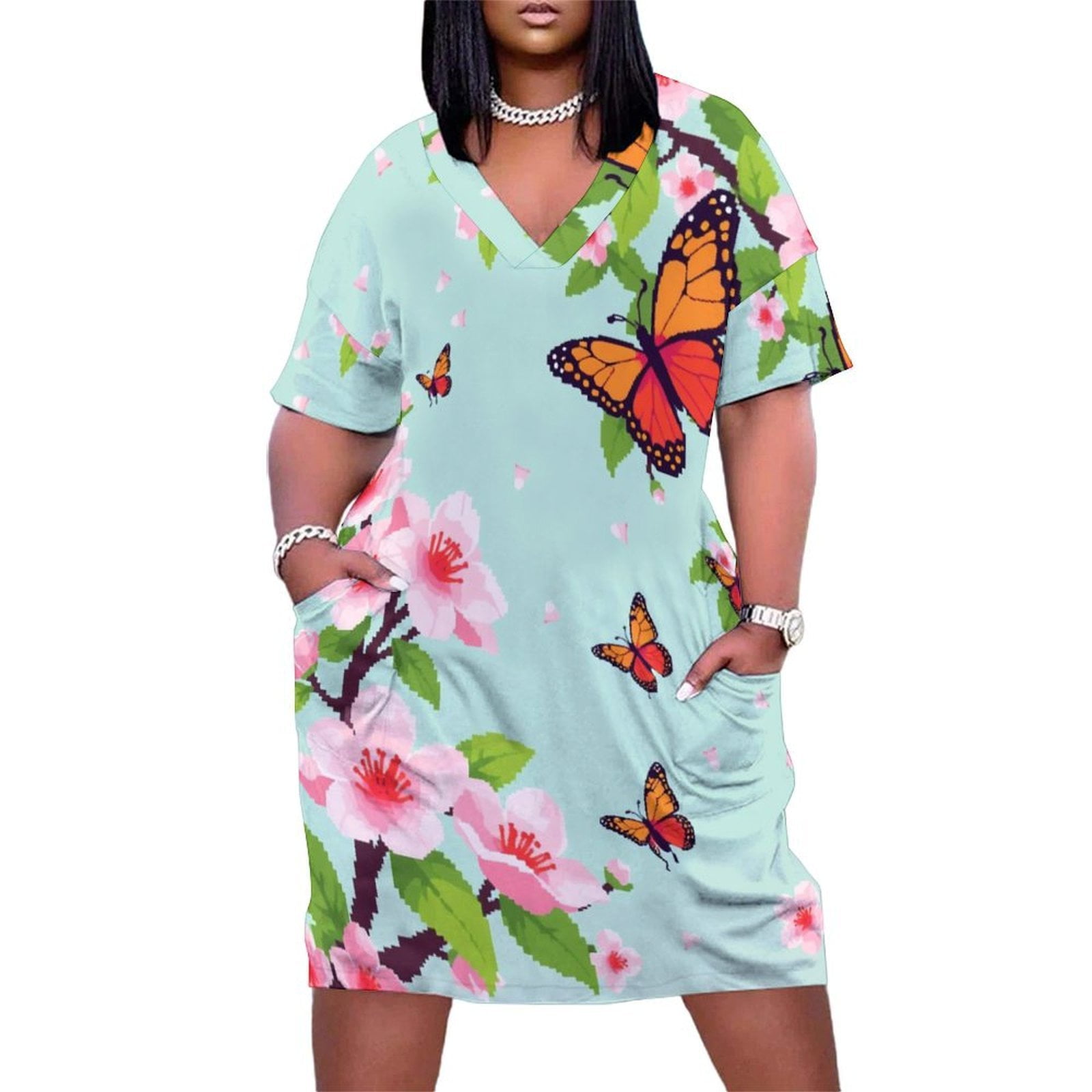 Loose Pocket Dress Butterflies Spring Blossoms Dresses for Woman Dresses for Woman 2025 ...
