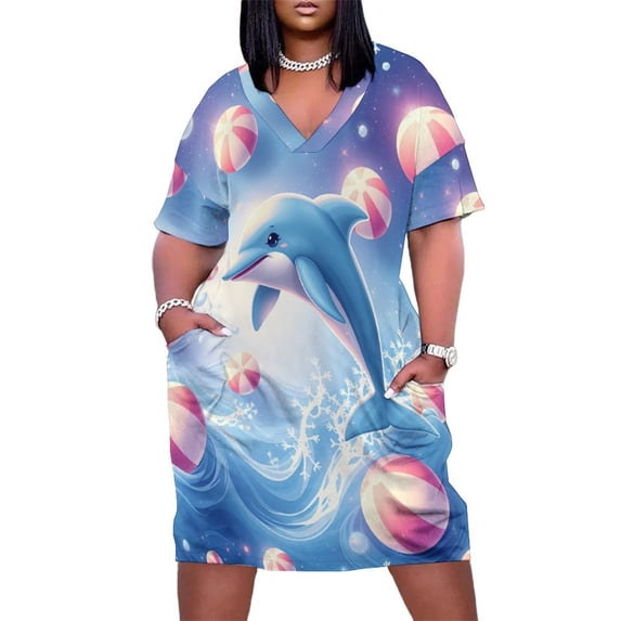 Loose Pocket Dress Dolphin Candy Ocean Dream Dresses for Woman Dresses ...