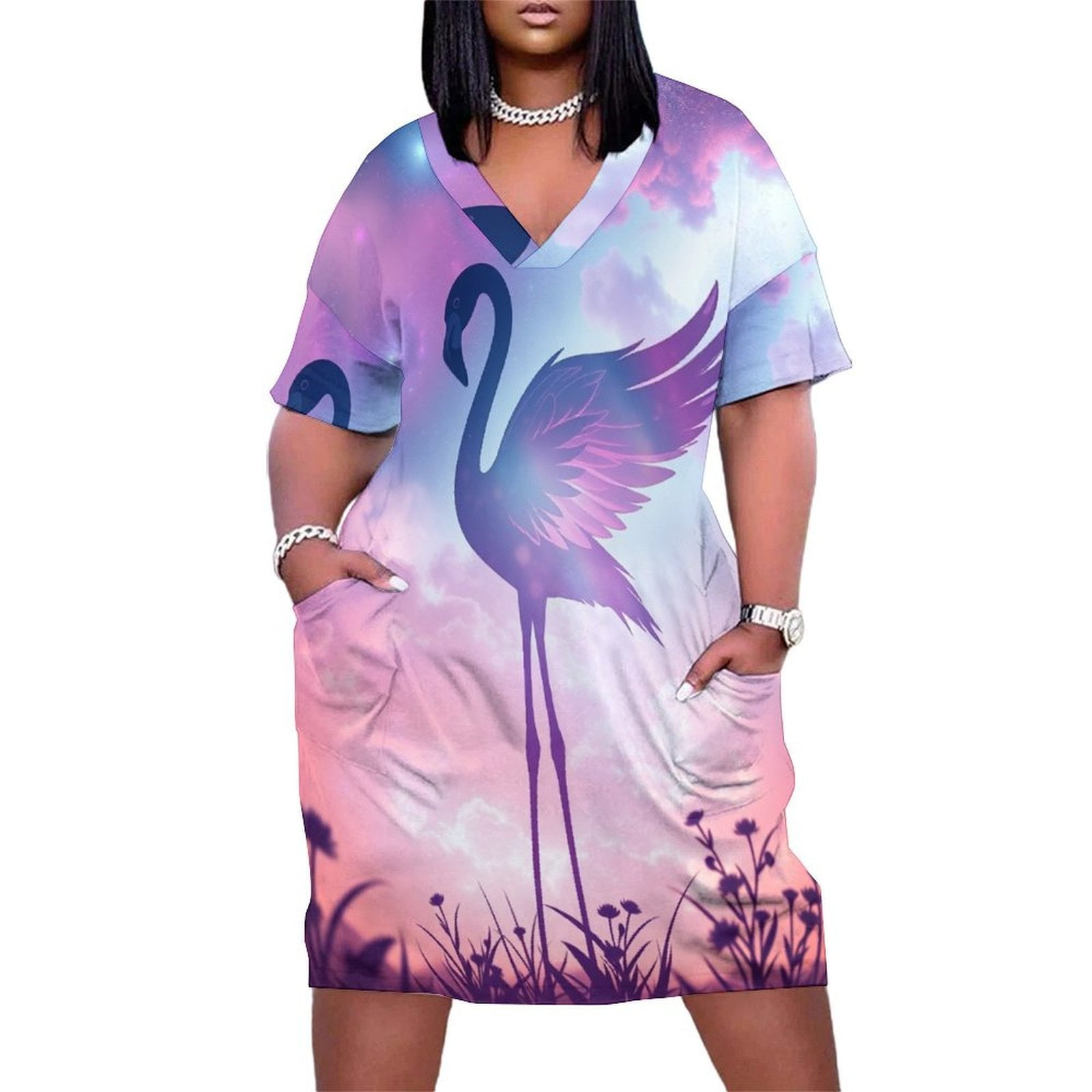 Loose Pocket Dress Flamingo Sunset Sky Dresses for Woman Dresses for Woman 2025 - Walmart.com