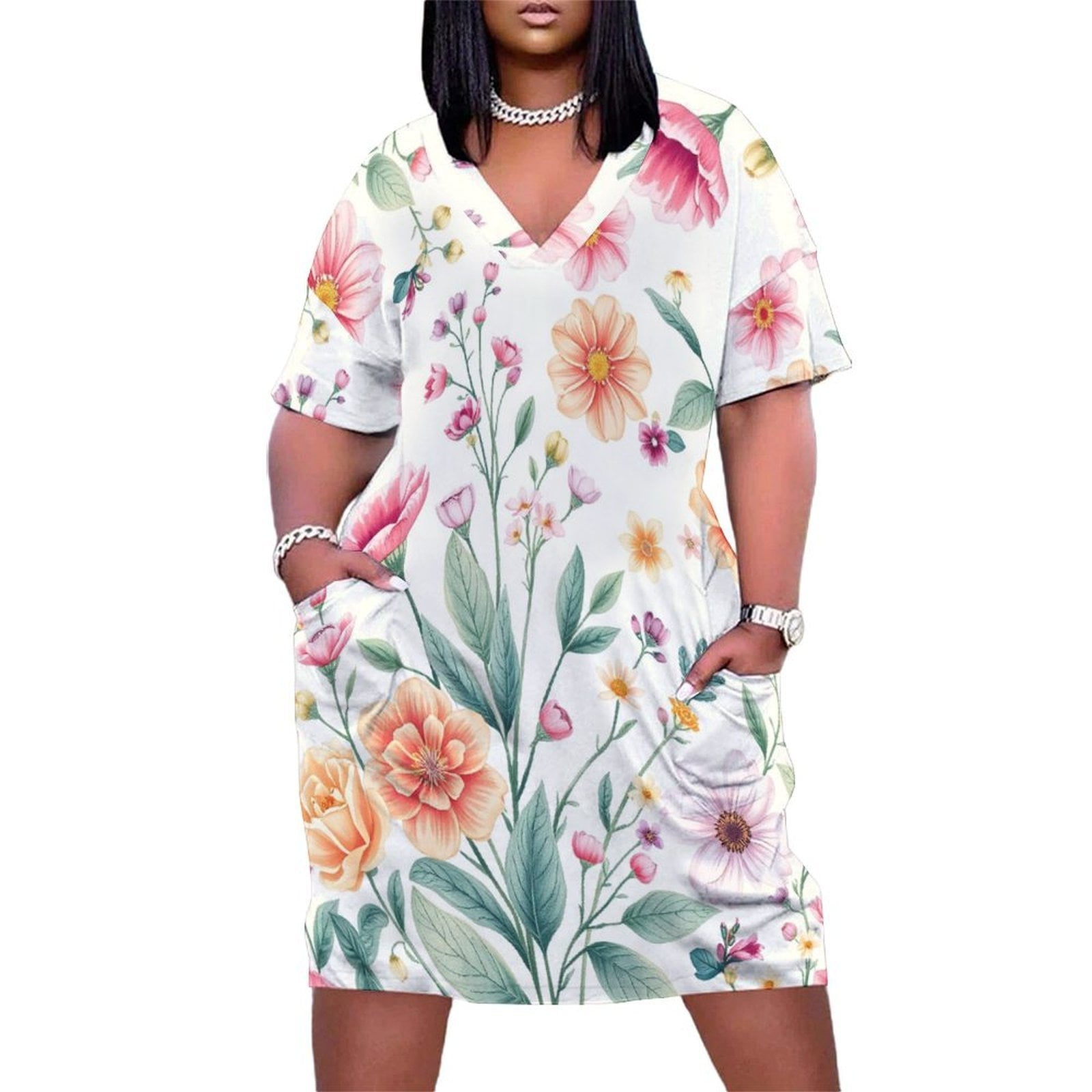 Loose Pocket Dress Floral Dresses for Woman Dresses for Woman 2025 - Walmart.com