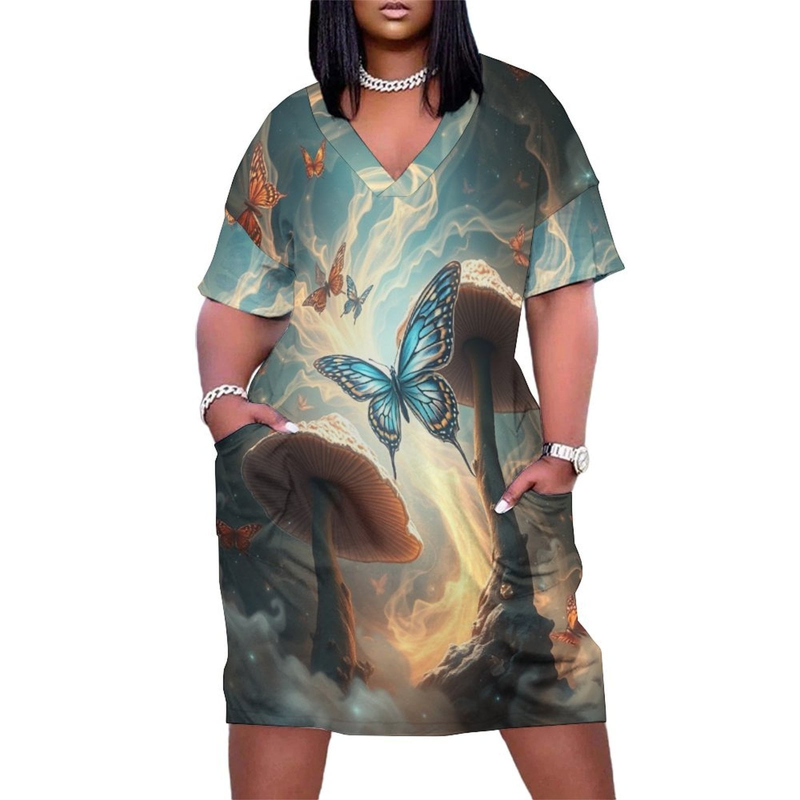 Loose Pocket Dress Magical Mushroom Butterflies Dresses for Woman Dresses for Woman 2025 ...