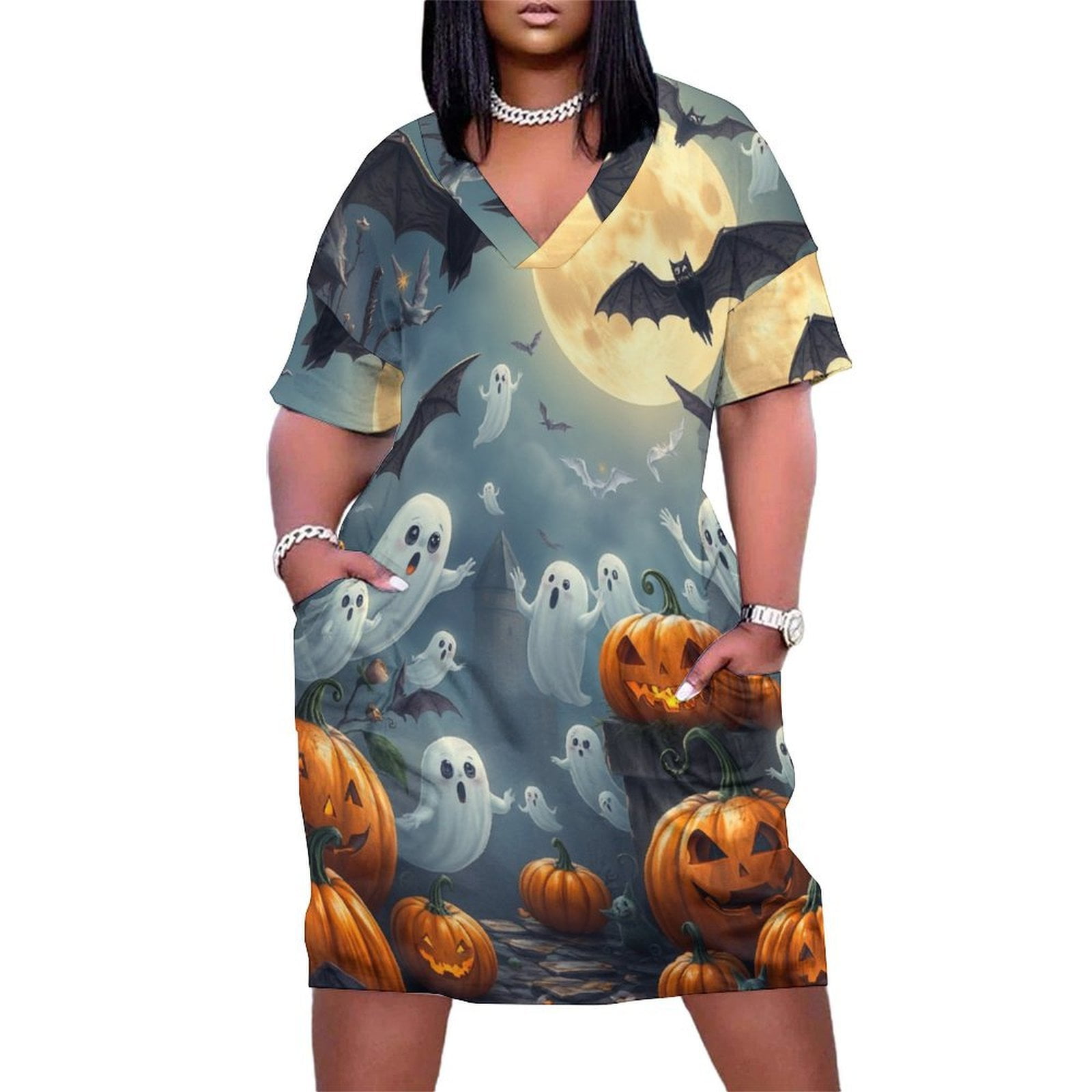 Loose Pocket Dress Spooky Halloween Scene Dresses for Woman Dresses for Woman 2025 - Walmart.com