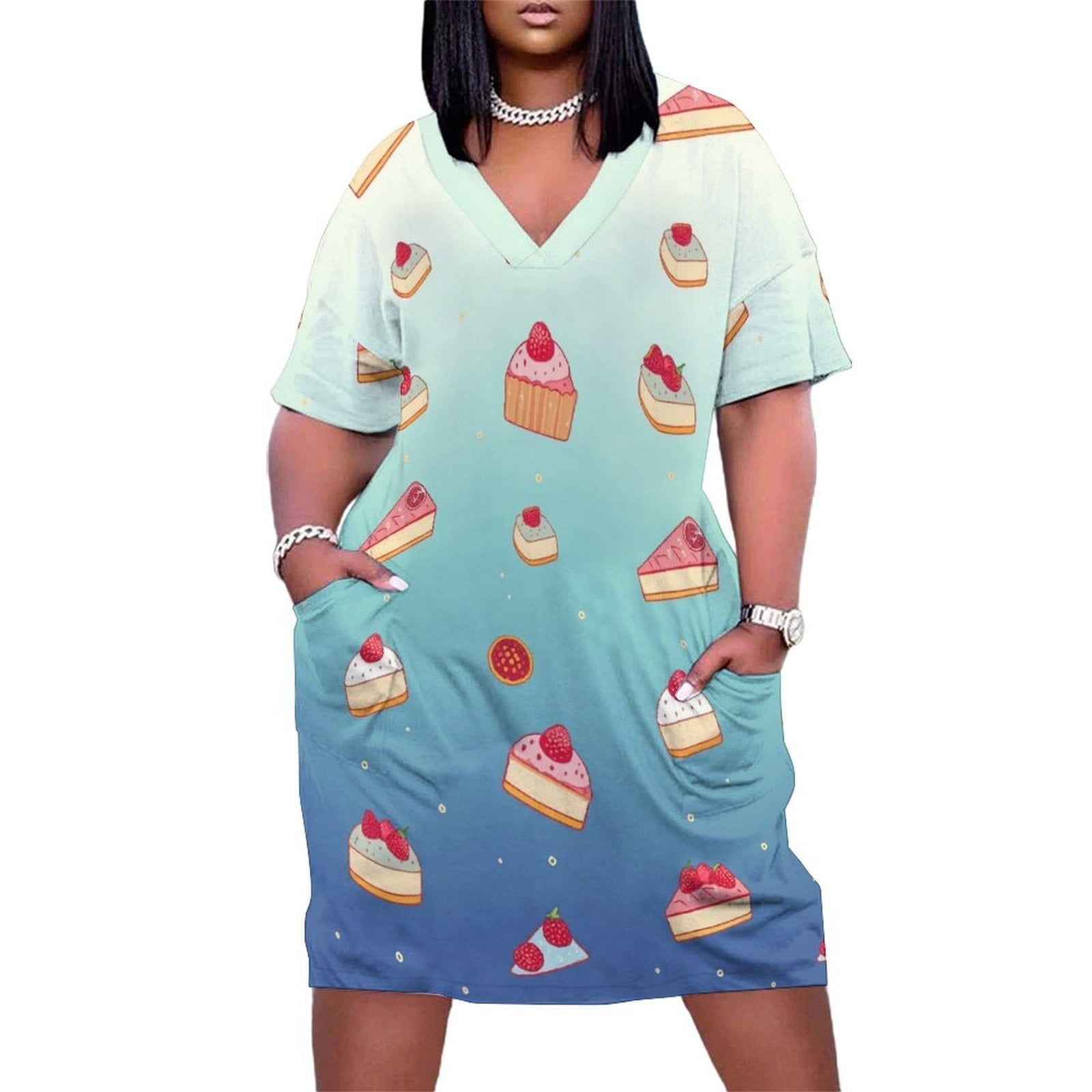 Loose Pocket Dress Sweet Dessert Pattern Dresses for Woman Dresses for ...