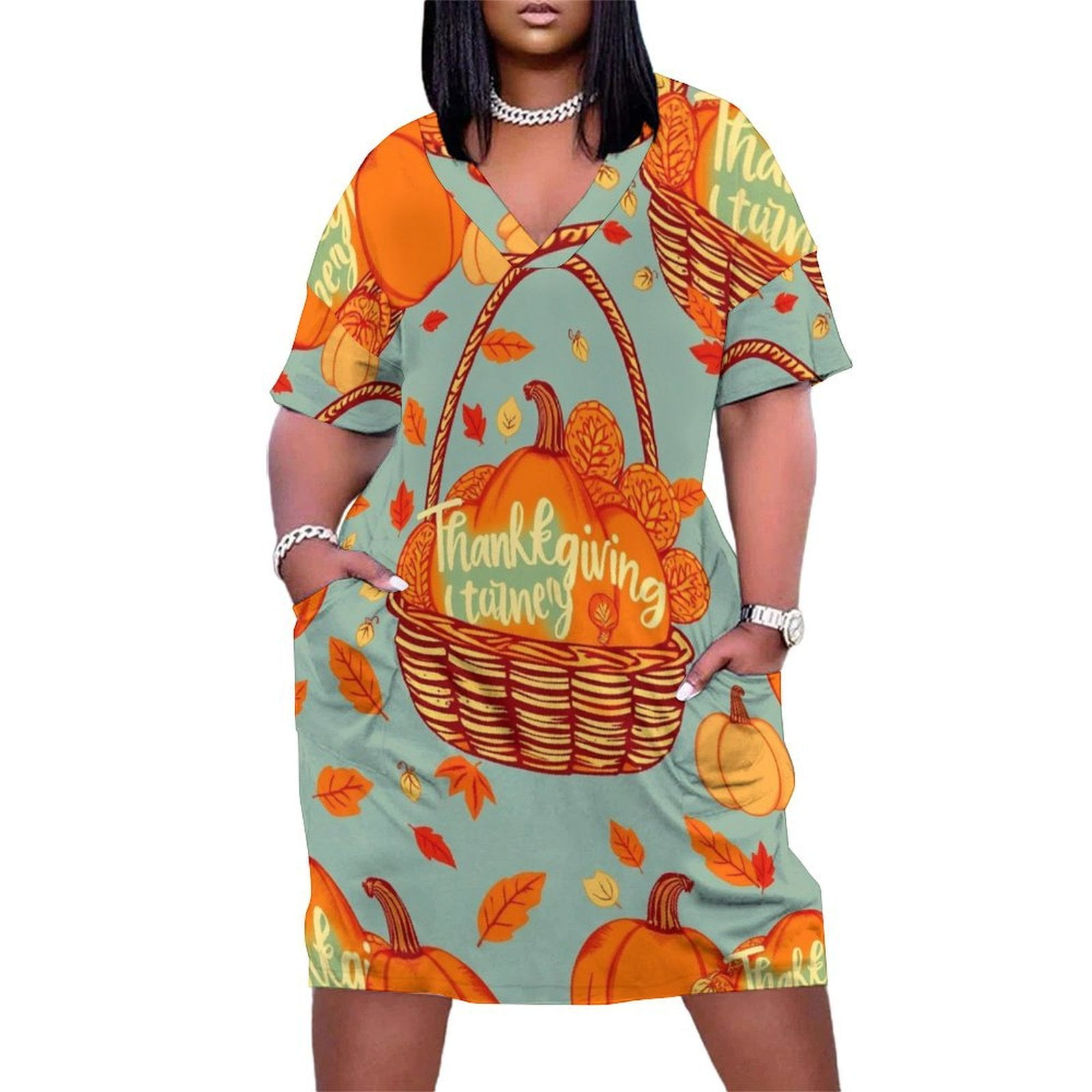 Loose Pocket Dress Thanksgiving Pumpkins Harvest Dresses for Woman Dresses for Woman 2025 ...