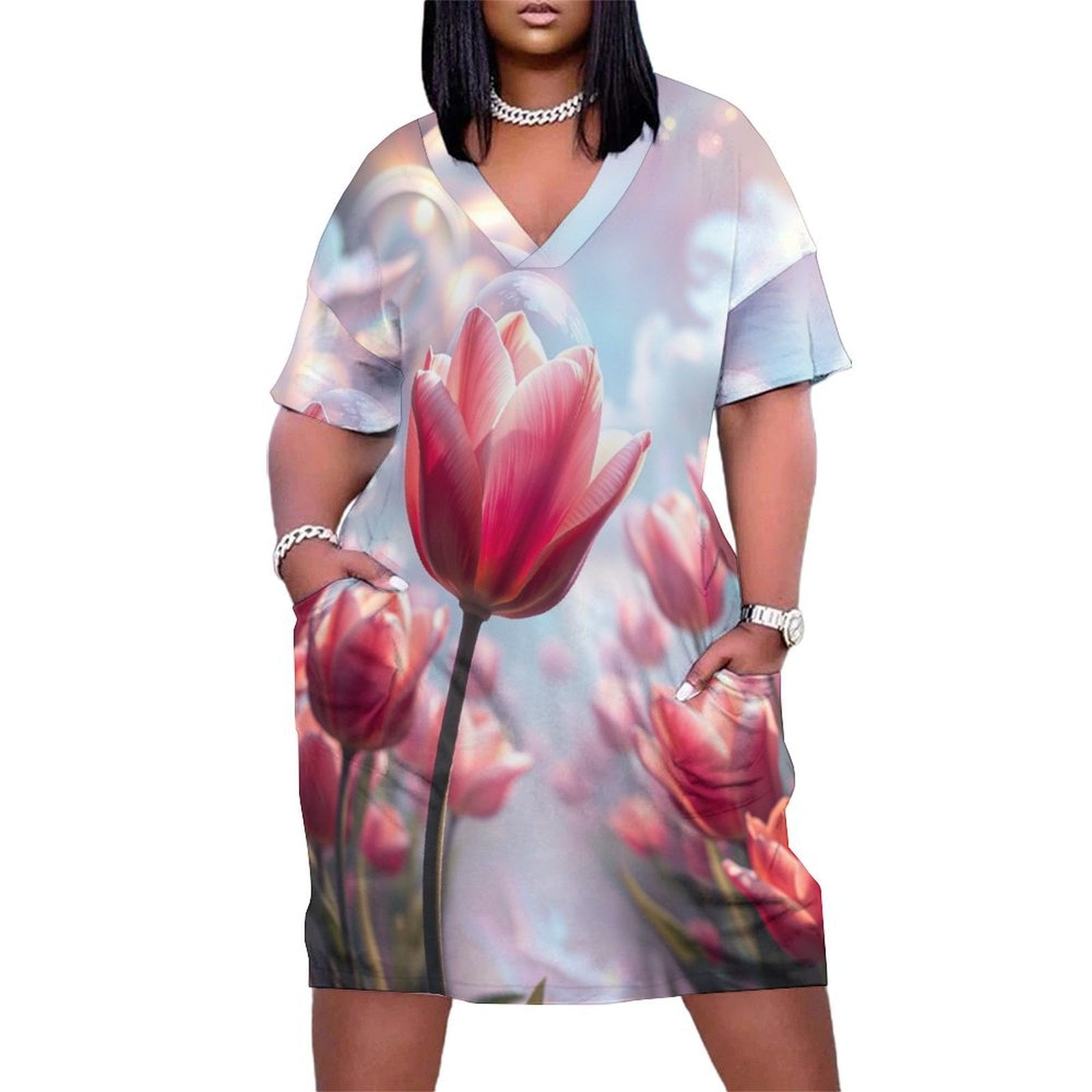 Loose Pocket Dress Tulip Dresses for Woman Dresses for Woman 2025 - Walmart.com