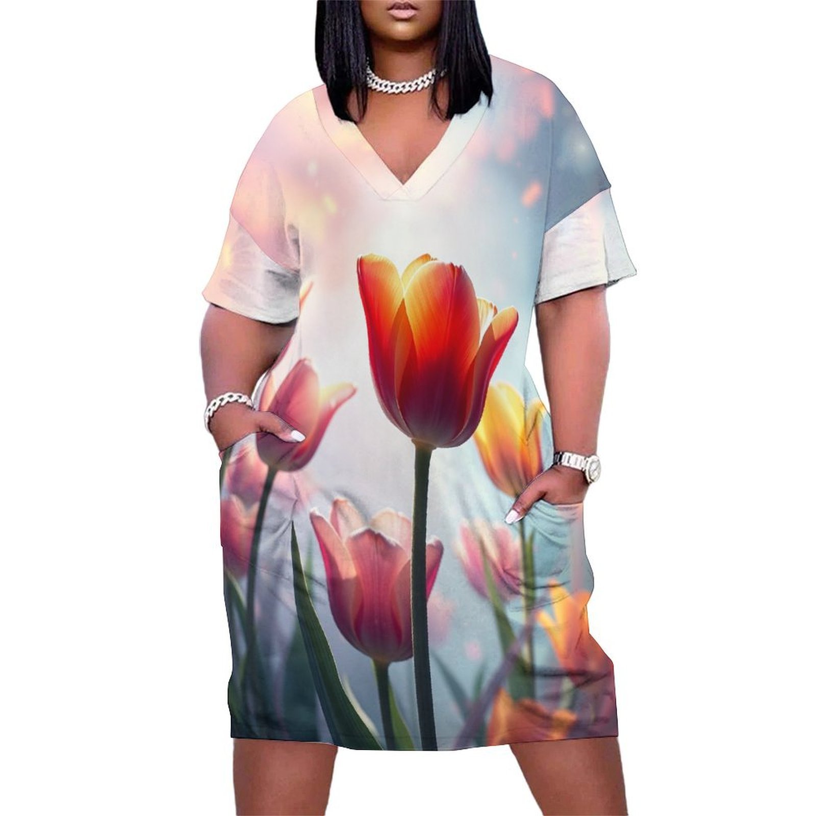 Loose Pocket Dress Tulip Dresses for Woman Dresses for Woman 2025 ...