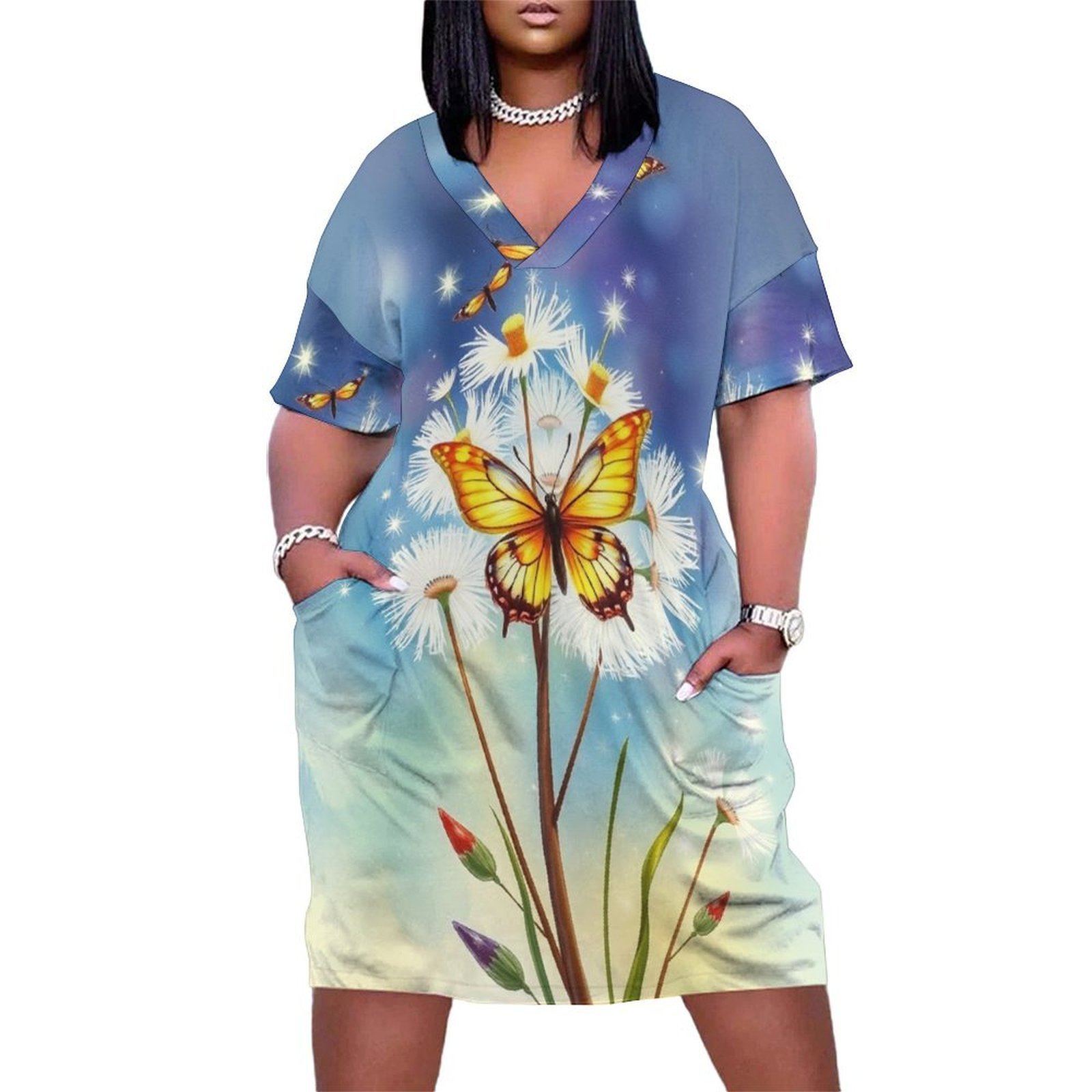 Loose Pocket Dress Watercolor Dandelion Dresses for Woman Dresses for ...