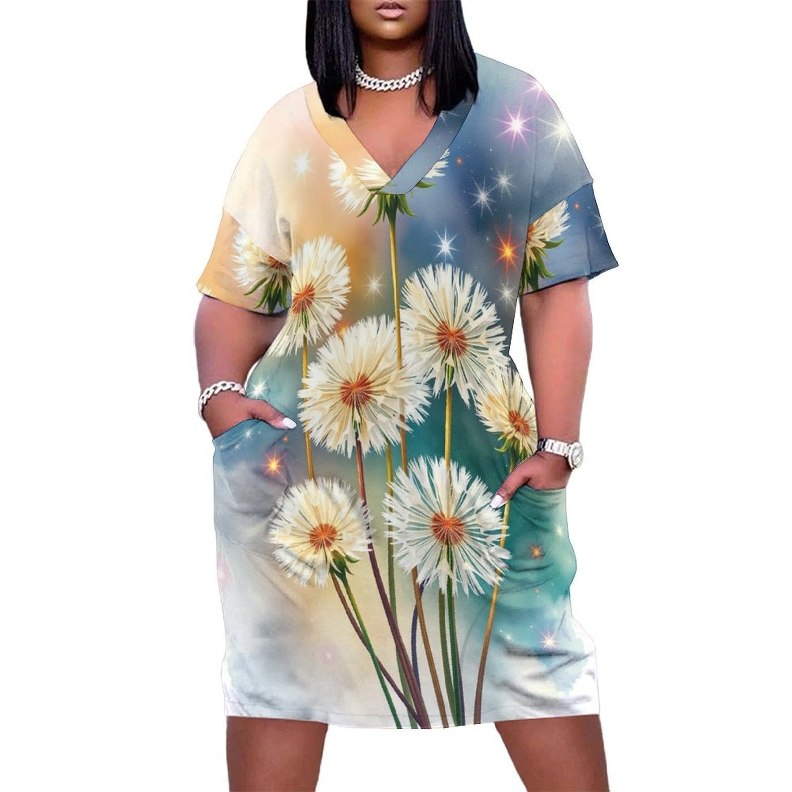 Loose Pocket Dress Watercolor Dandelion Dresses for Woman Dresses for ...