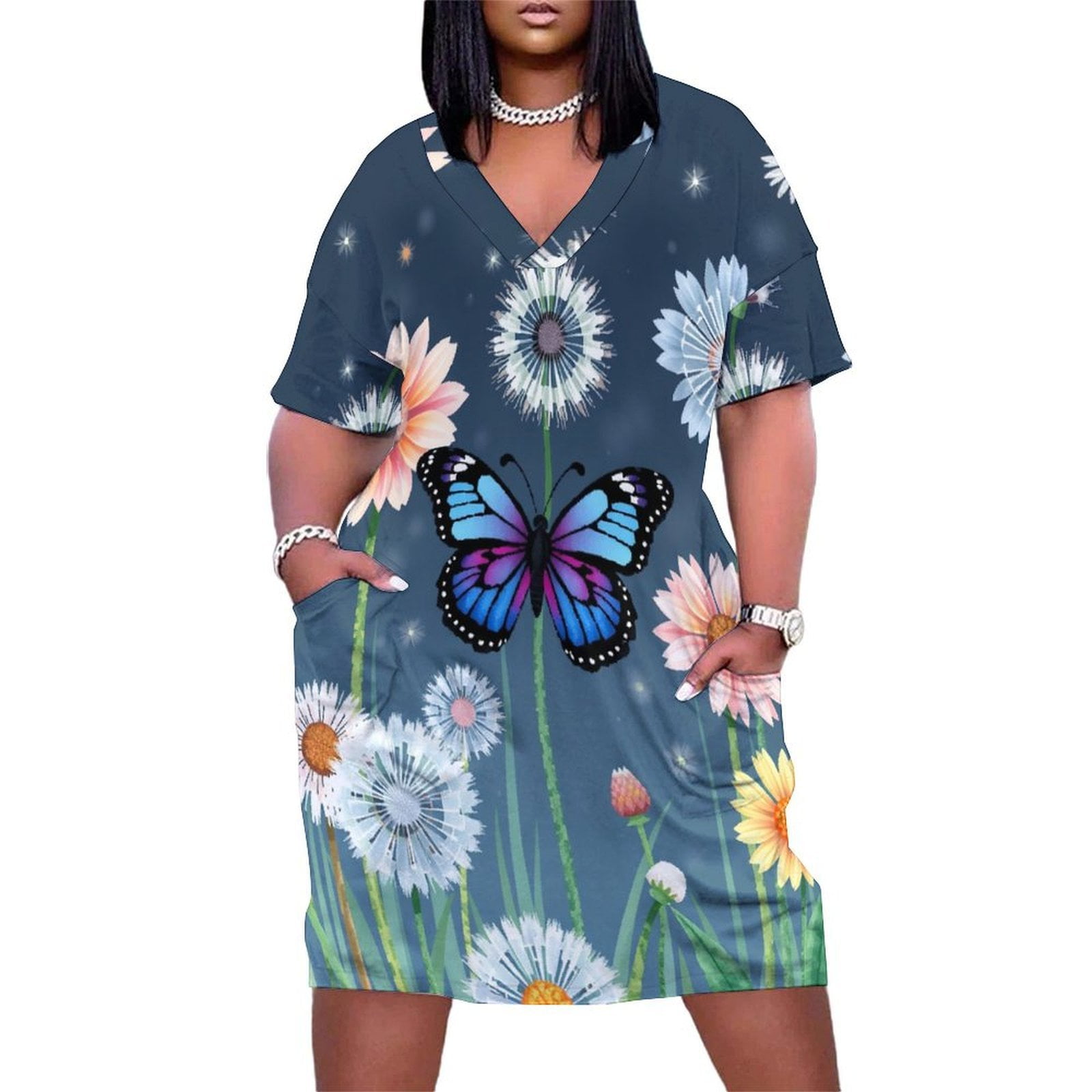 Loose Pocket Dress Watercolor Dandelion Dresses for Woman Dresses for Woman 2025 - Walmart.com