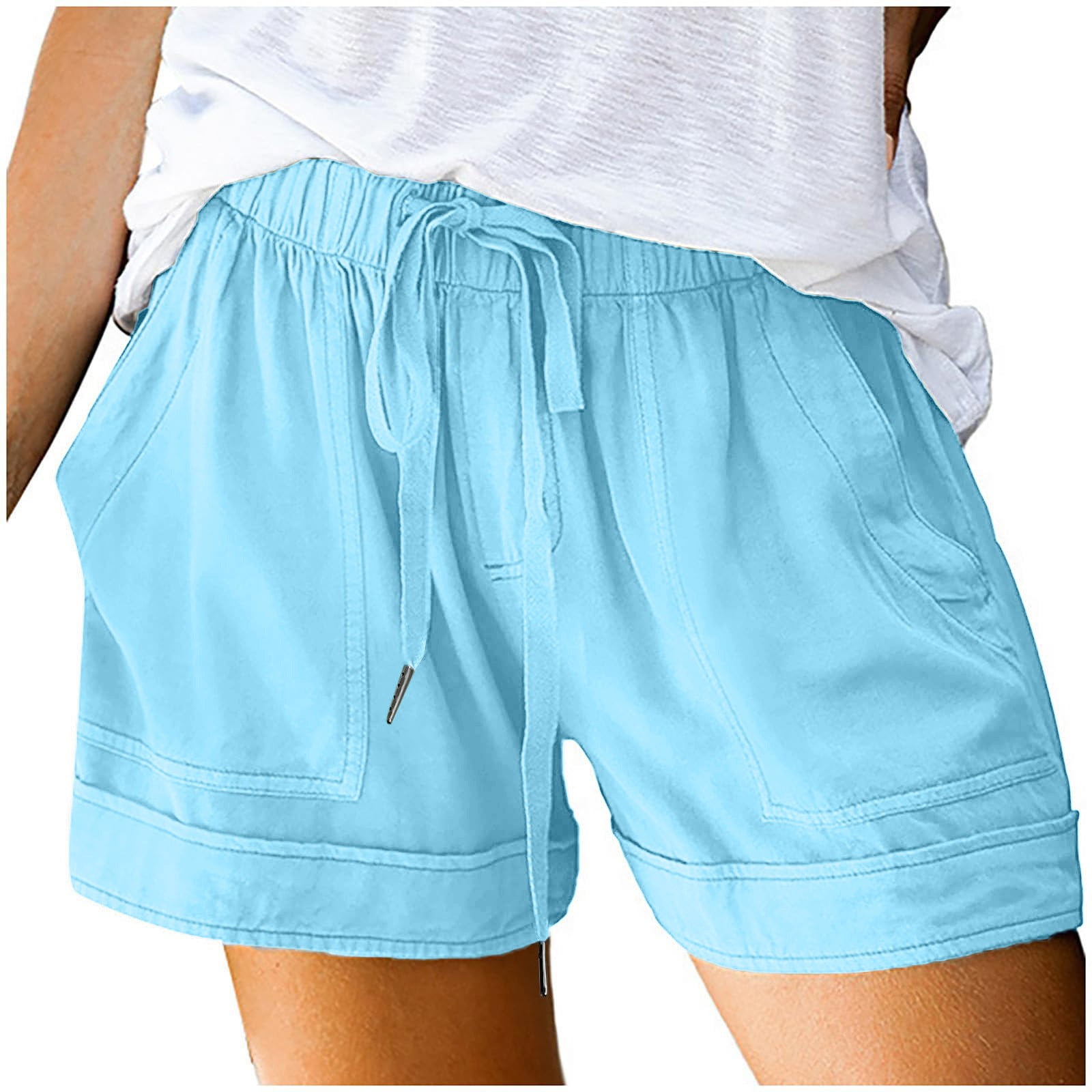 Loose Shorts for Women Plus Size Summer Beach High Waist Drawstring ...
