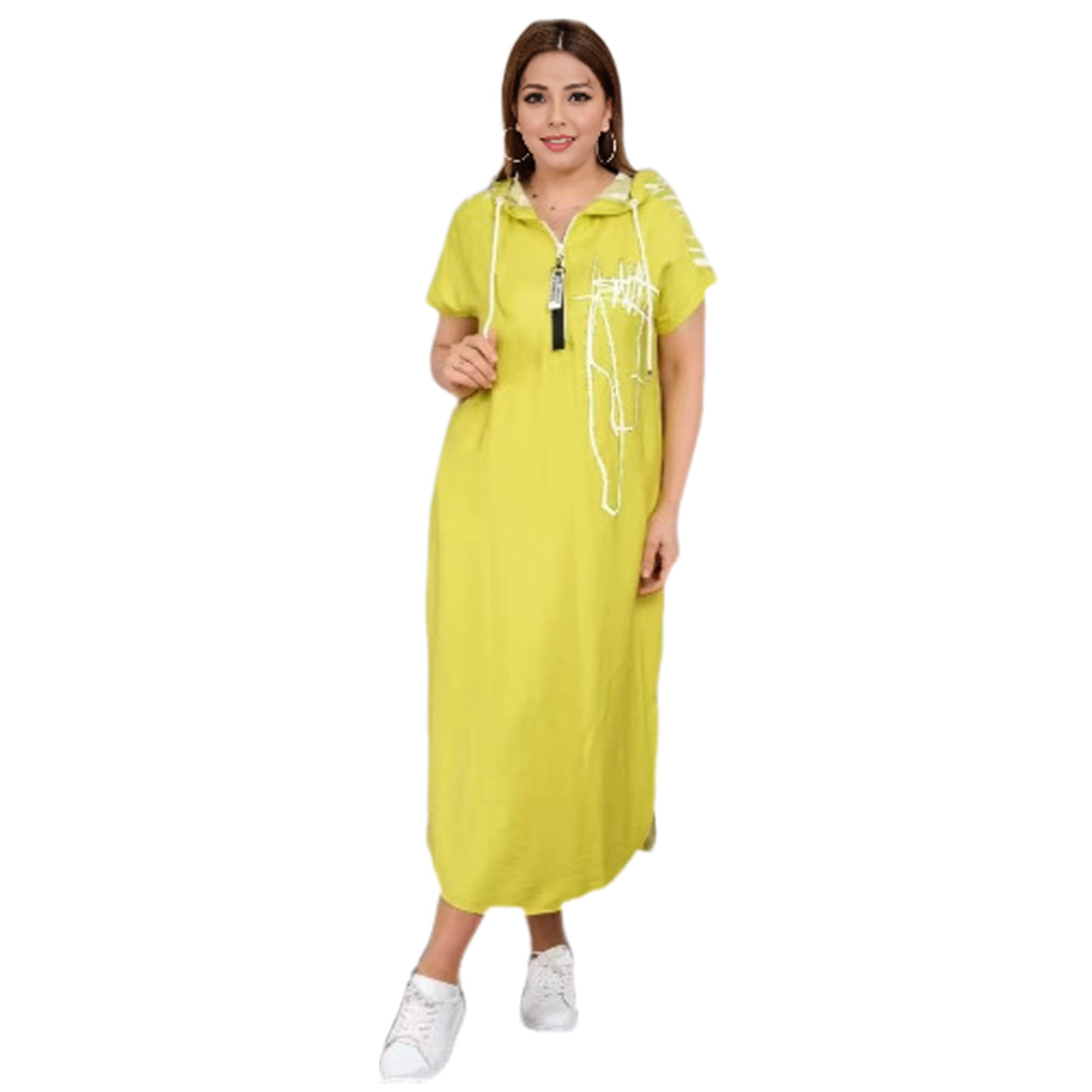 Loose Women Dress Women's Summer Maxi Dress with Zippered Hooded ...