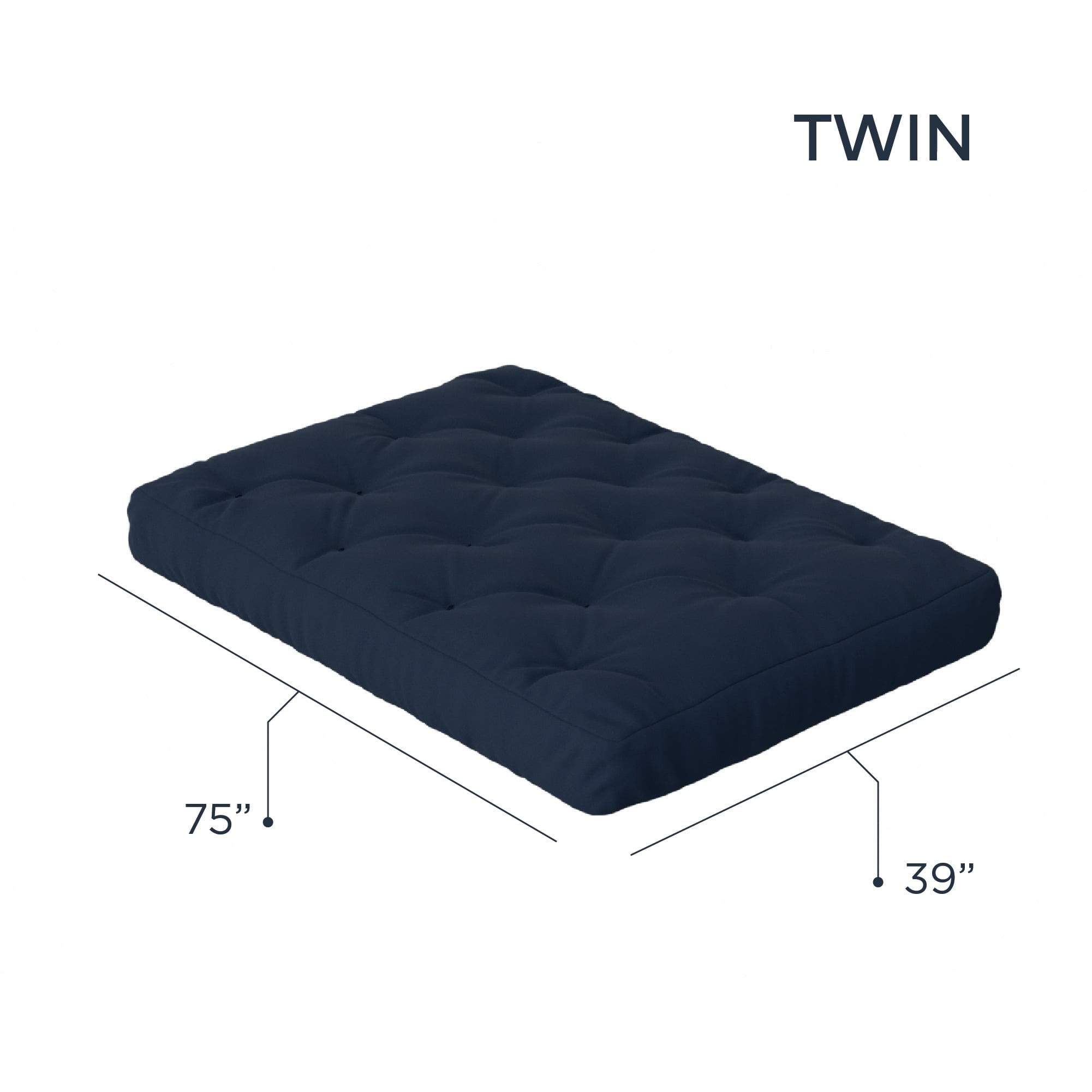 Loosh Home 10" Gel Memory Foam Twin Size Futon Mattress Navy - Walmart.com