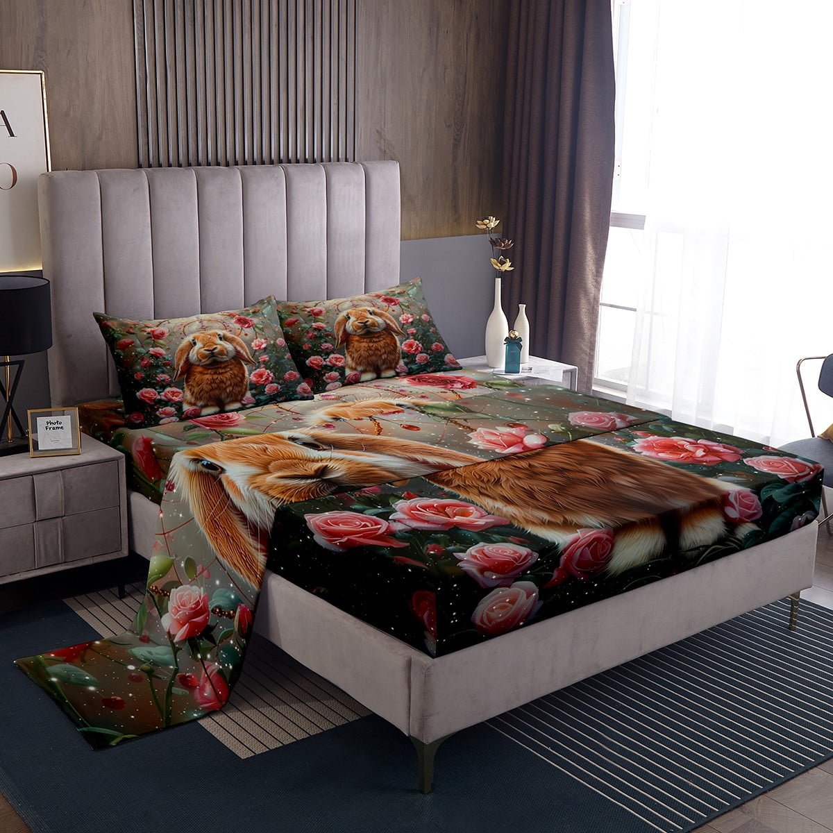 Lop Rabbit Bed Sheets Set Dream Catcher Sheet Set King,Pink Rose ...