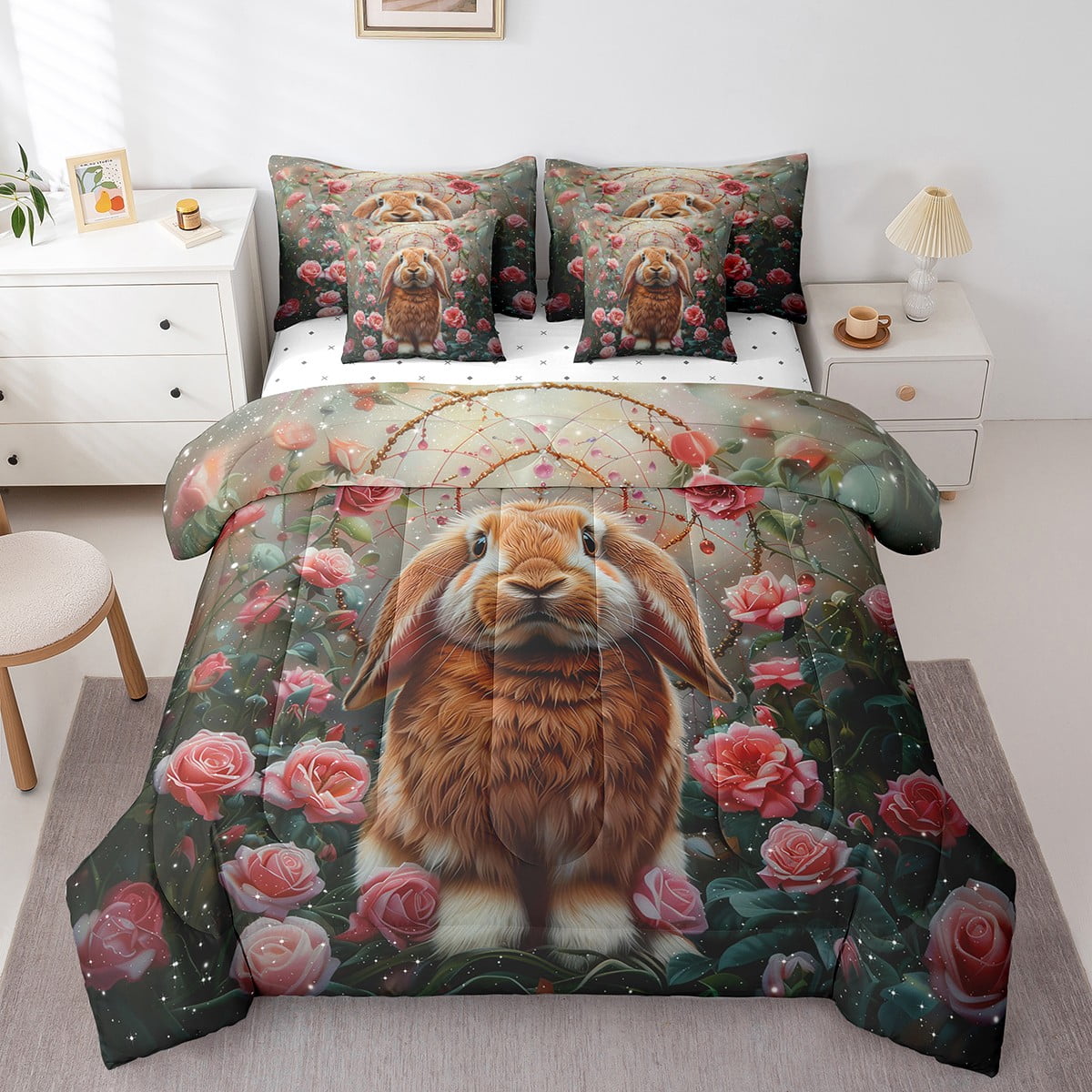 Lop Rabbit Comforter Set 7 Piece Bed in a Bag Twin,Dream Catcher ...