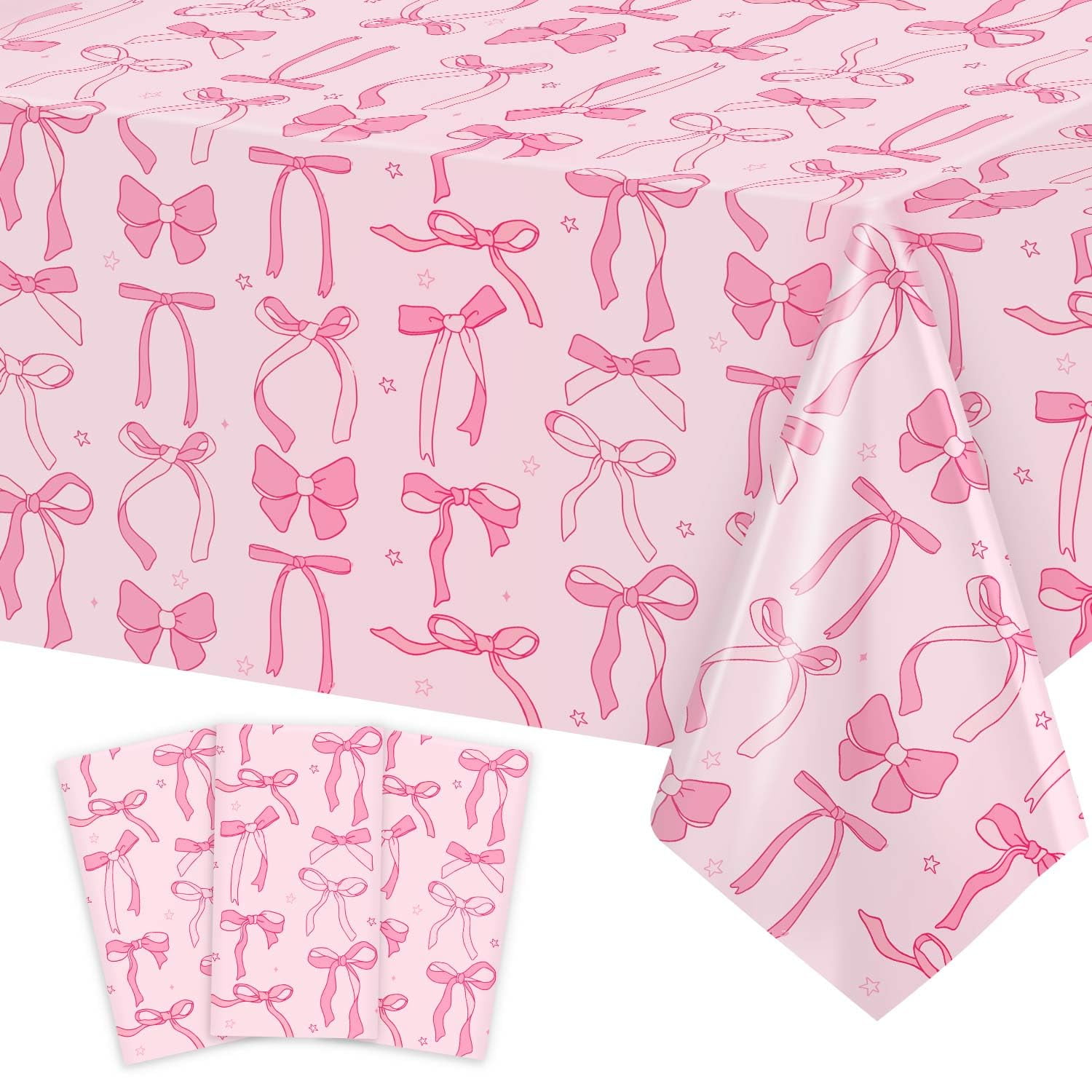 Lopeastar 3Pcs Coquette Birthday Decorations Tablecloths, KKS1 Pink Bow ...