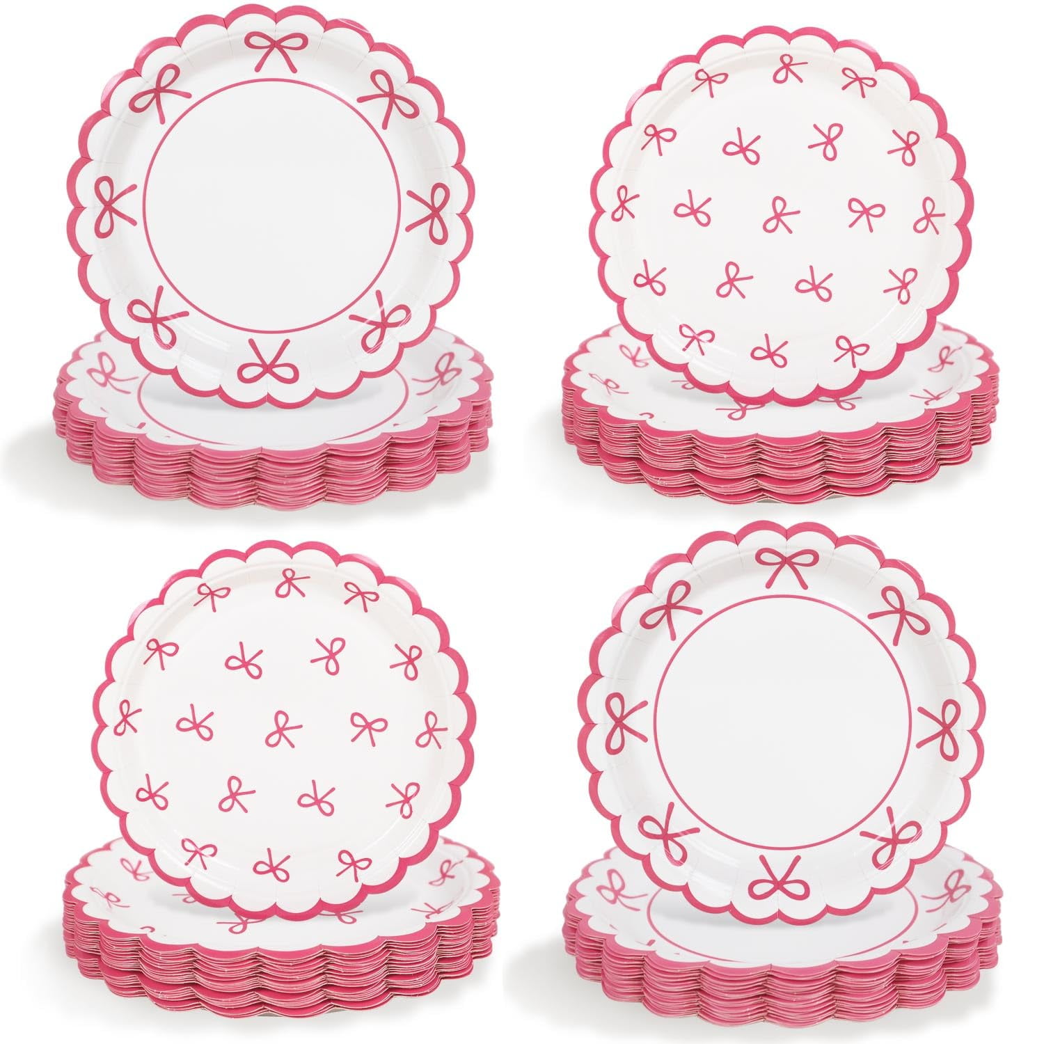 Lopeastar 50Pcs Pink Bow KEF16 Birthday Decorations Plates Set, 7 Inch ...