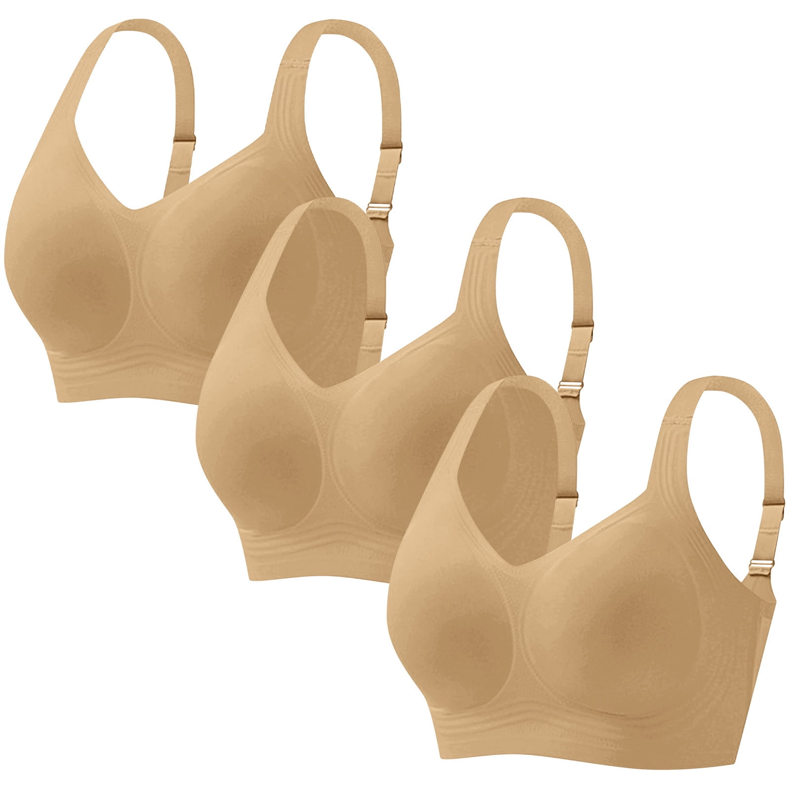 Lopeceal 3 Pack Plus Size Wireless Women Bra No Underwire Comfort ...