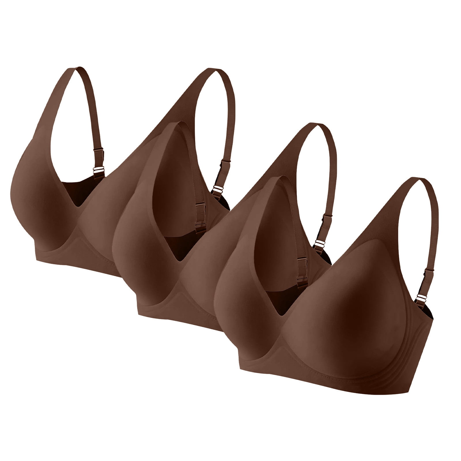 Lopeceal 3 Pack Seamless Plus Size Women Bra Wireless Medium Support ...