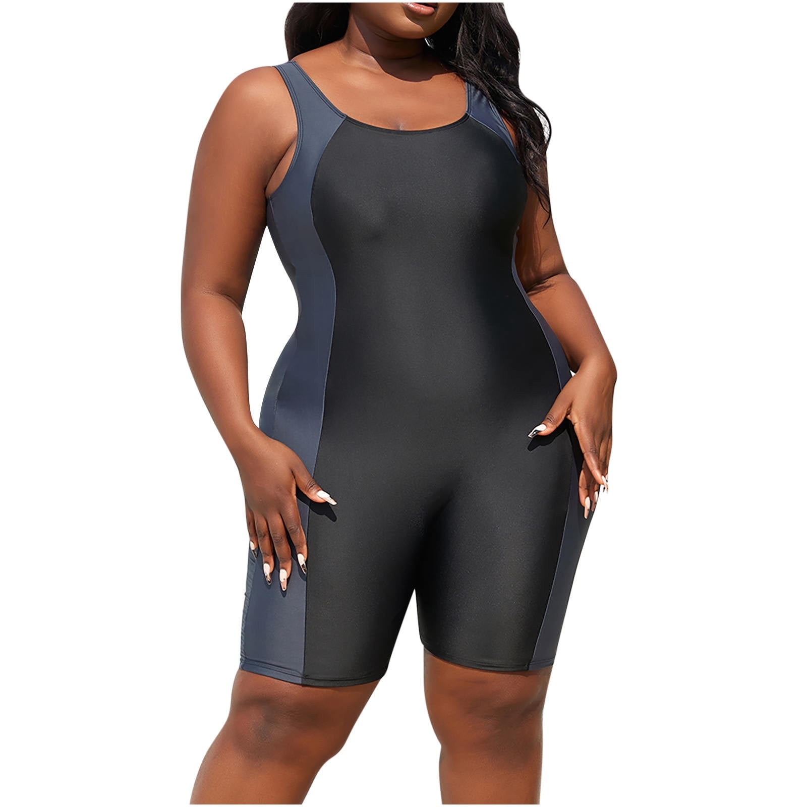 Lopeceal Plus Size Swimsuit for Women Sleeveless Boyleg Bathing Suit ...