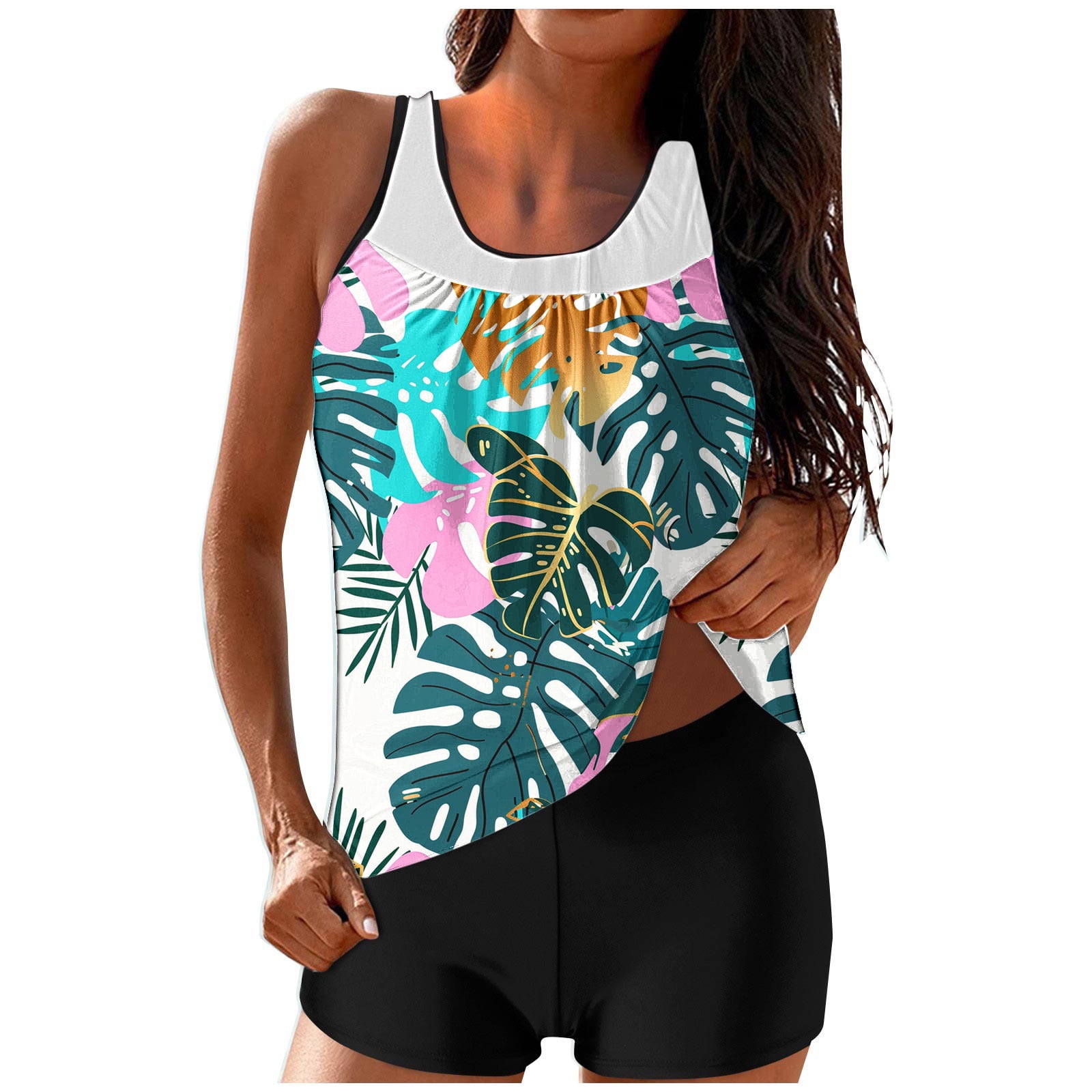 Lopeceal Tankini Swimsuits for Women Two Piece Bathing Suits Blouson ...