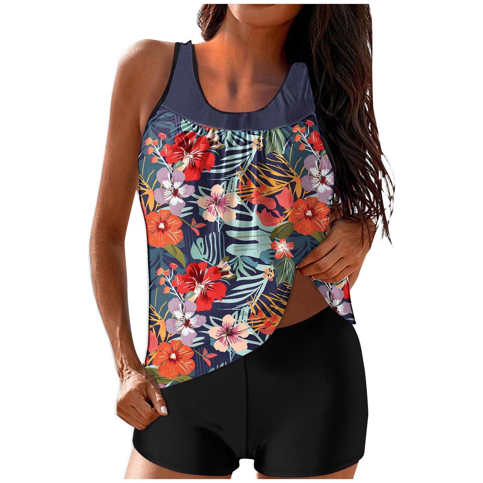 Lopeceal Tankini Swimsuits for Women Two Piece Bathing Suits Blouson ...