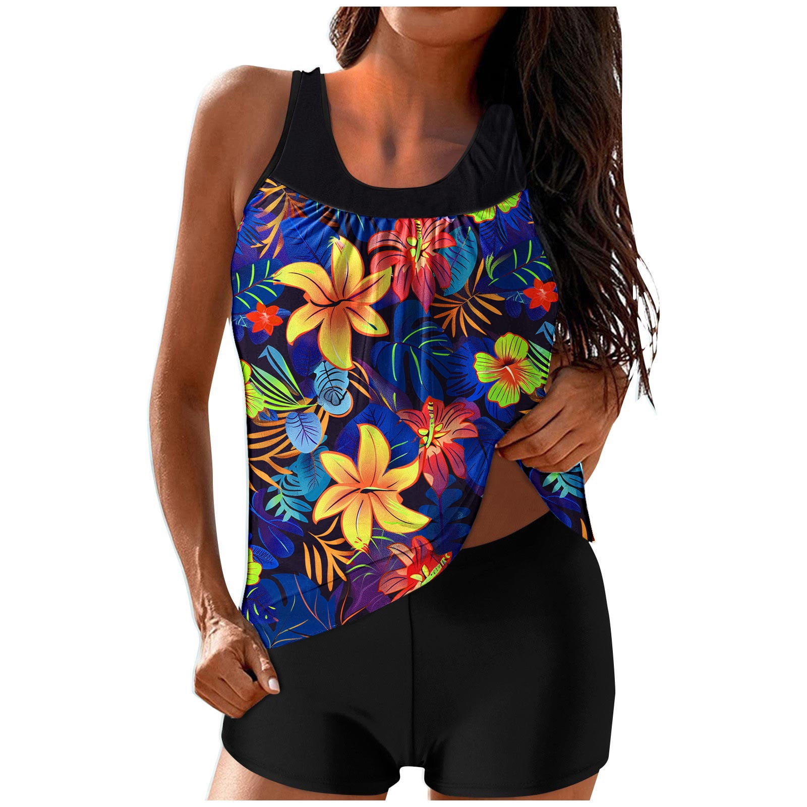 Lopeceal Tankini Swimsuits for Women Two Piece Bathing Suits Blouson ...