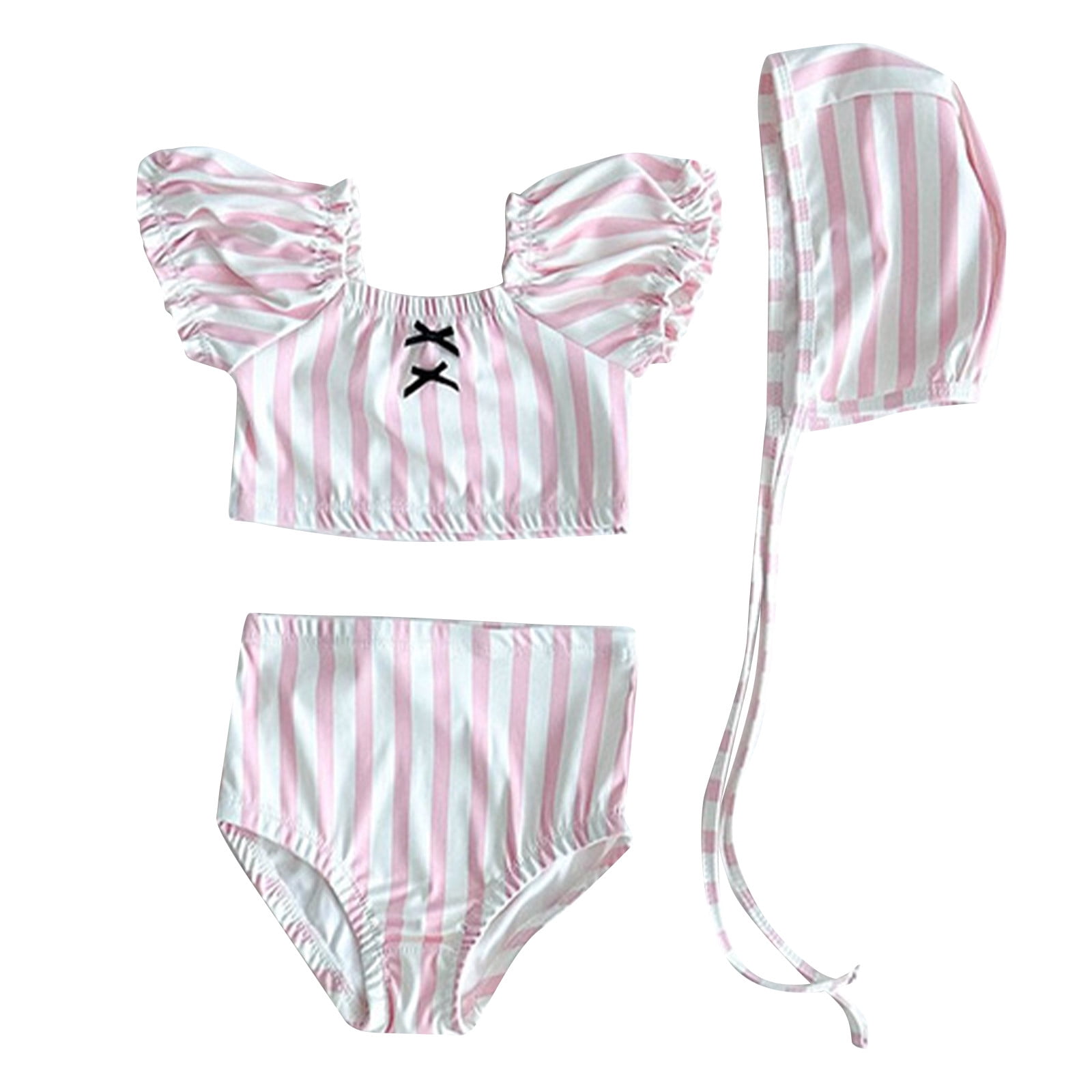 Lopecy-Sta Girls 3 Piece Swimsuit Summer Puff Sleeve Quick Dry Beach ...
