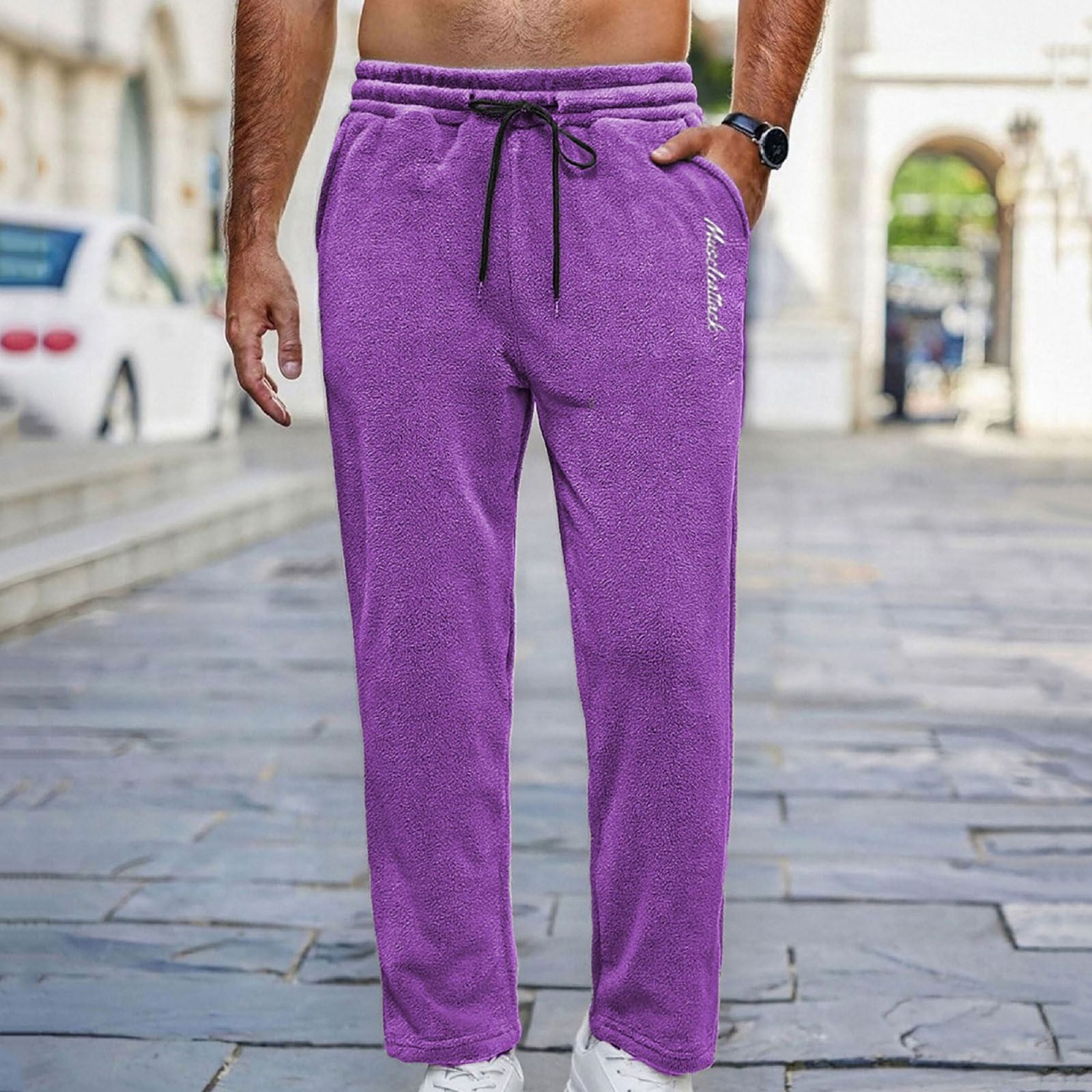 Lopecy-Sta Men's Fluffy Pants Plush Warm Soft Elastic Waist Pajama ...