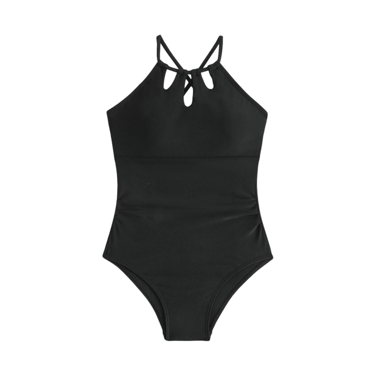 Lopecy-Sta One Piece Swimsuit for Girls Back Less High Neck Tummy ...