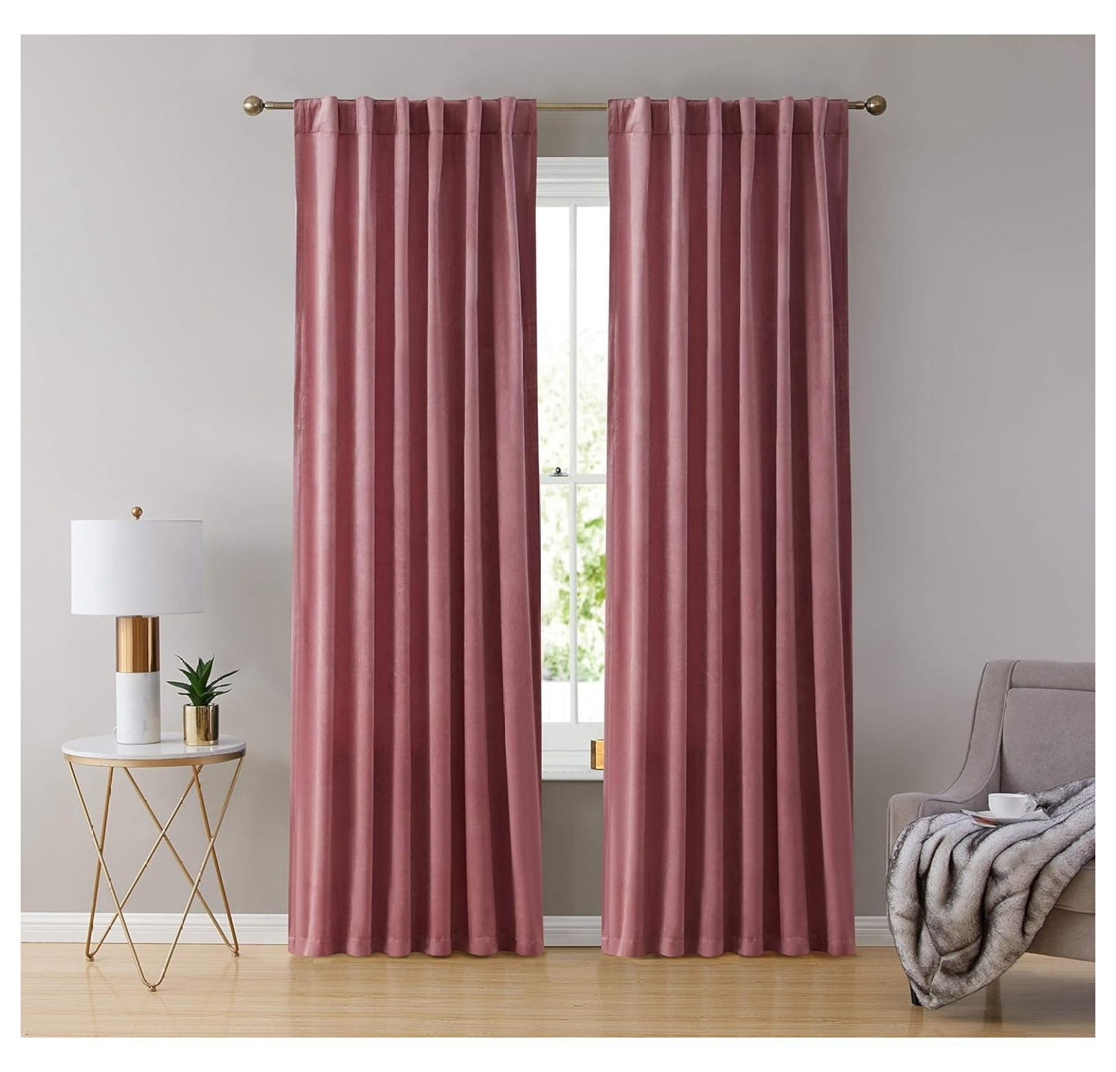 Lopez Velvet Premium Soft Light Filtering Back Tab Rod Pocket Window ...