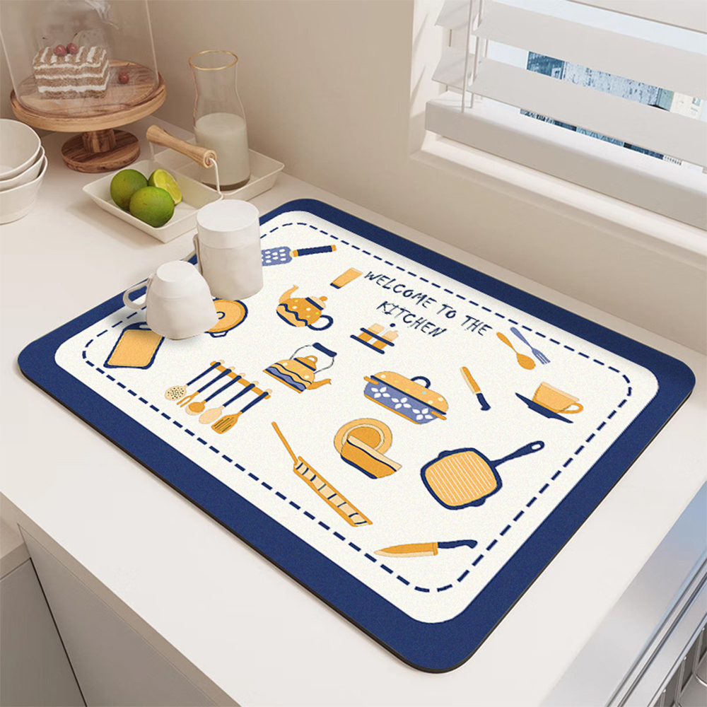 Lopsie Dish Drying Mat for Kitchen, Absorbent Microfiber Dishes Drainer ...