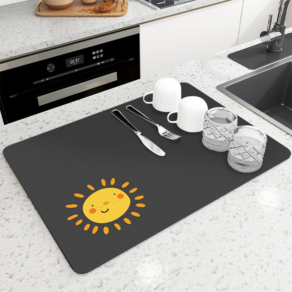 Lopsie Dish Drying Mat for Kitchen, Absorbent Microfiber Dishes Drainer ...