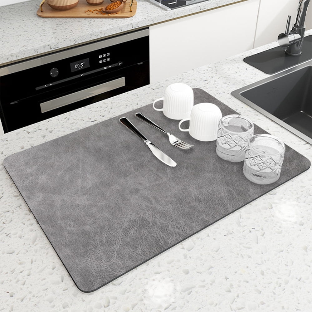 Lopsie Dish Drying Mat for Kitchen, Absorbent Microfiber Dishes Drainer ...