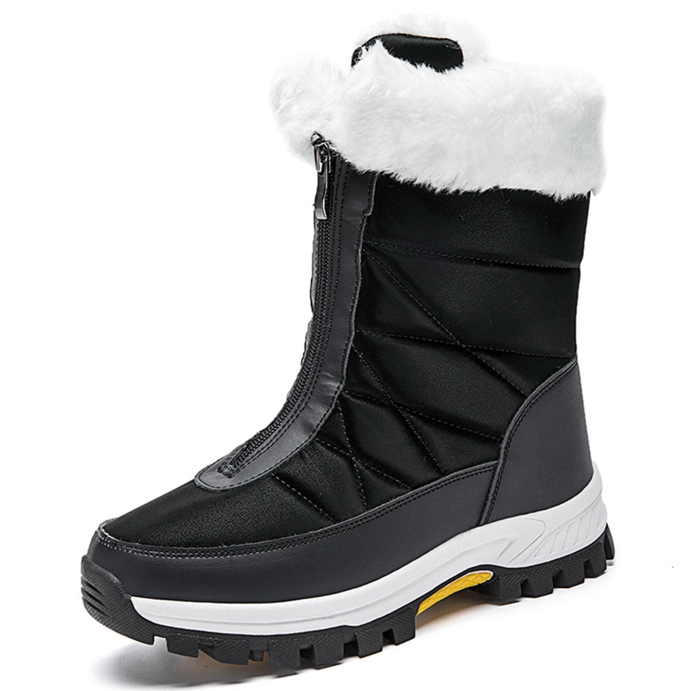 Lopsie Women's Snow Boots Front Zipper Warm Winter Shoes Slip on ...