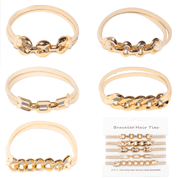 Loqpol 5PCS Decorative Hair Ties | Fancy Elastic Scrunchies with Metal ...