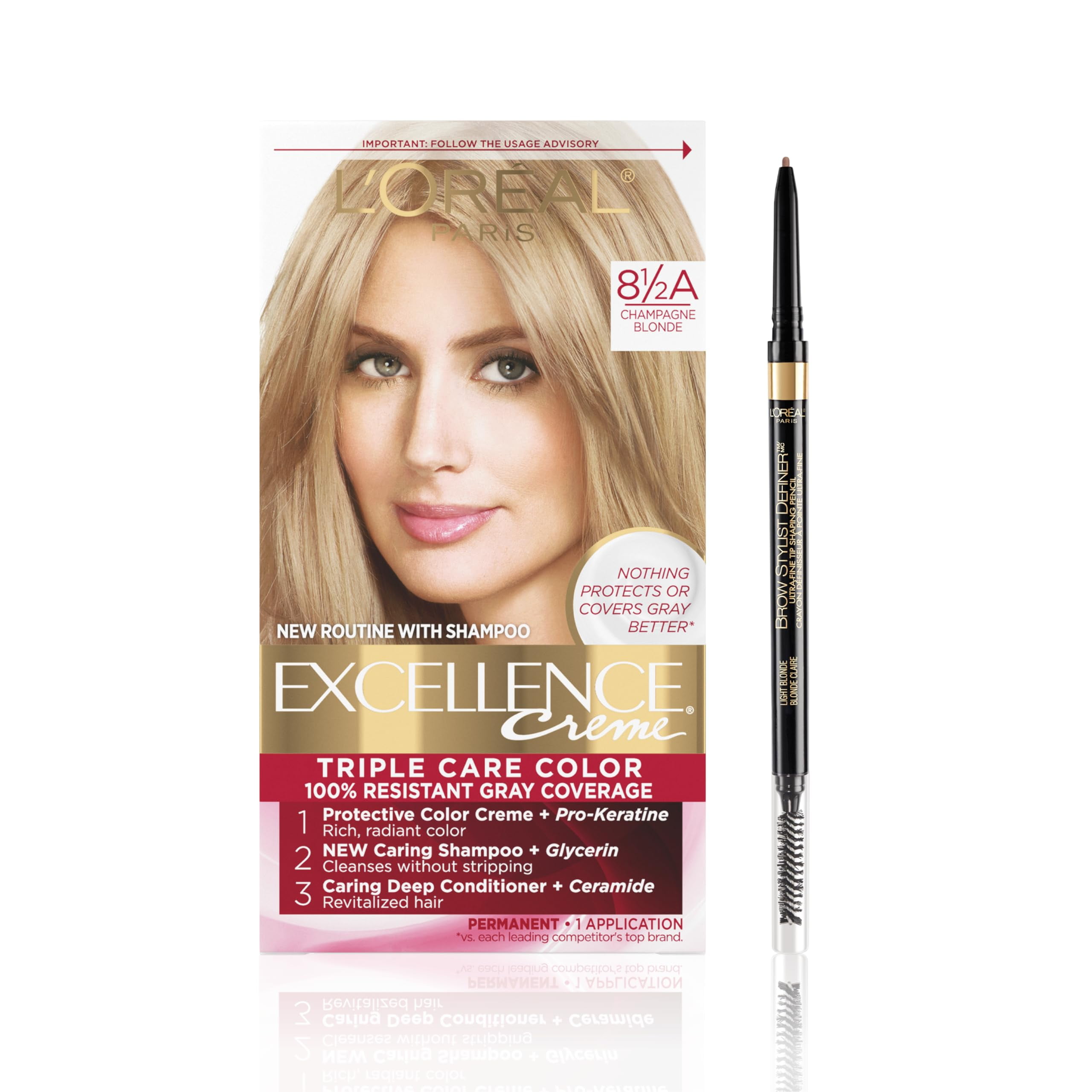 Loréal Parisbrow Stylist Light Blonde, 1 Count + Excellence 8 A ...