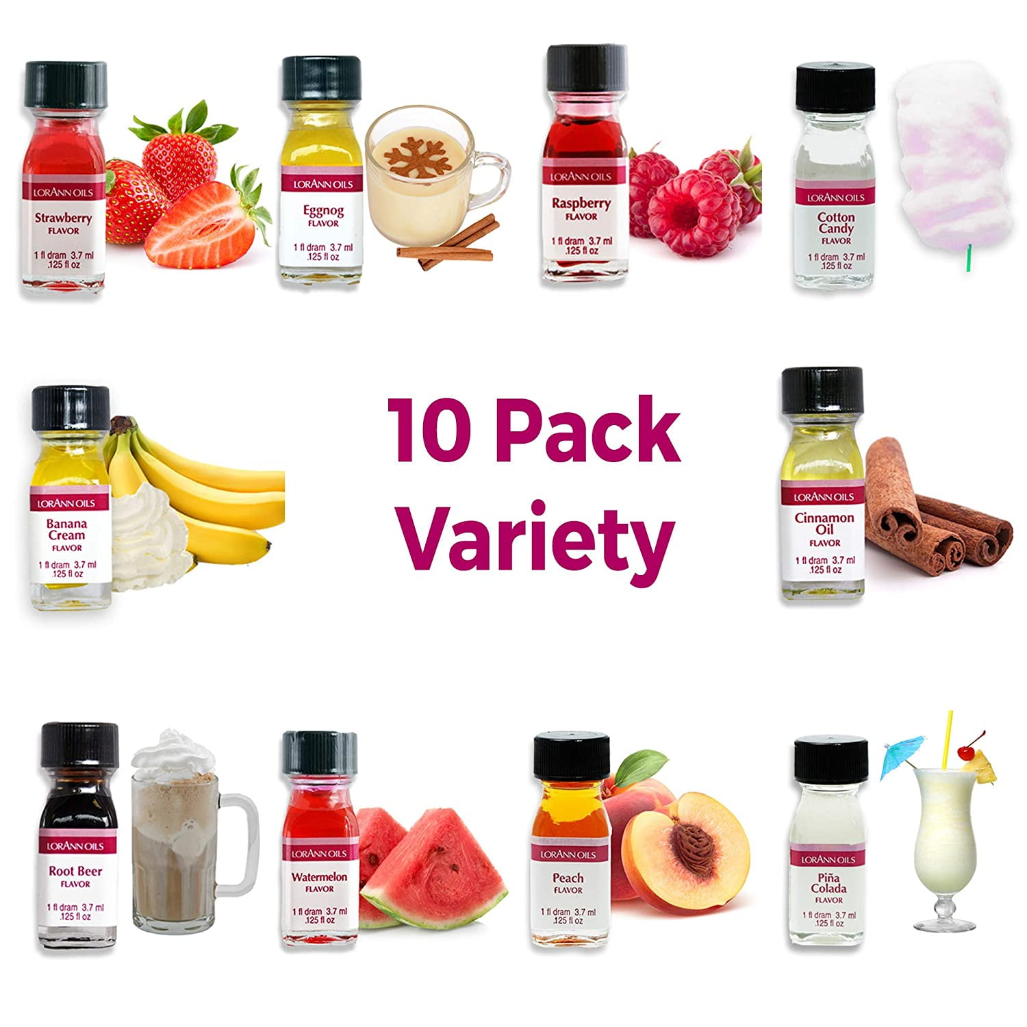 LorAnn Oils Super Strength Flavoring 10 Pack, Strawberry & Watermelon ...