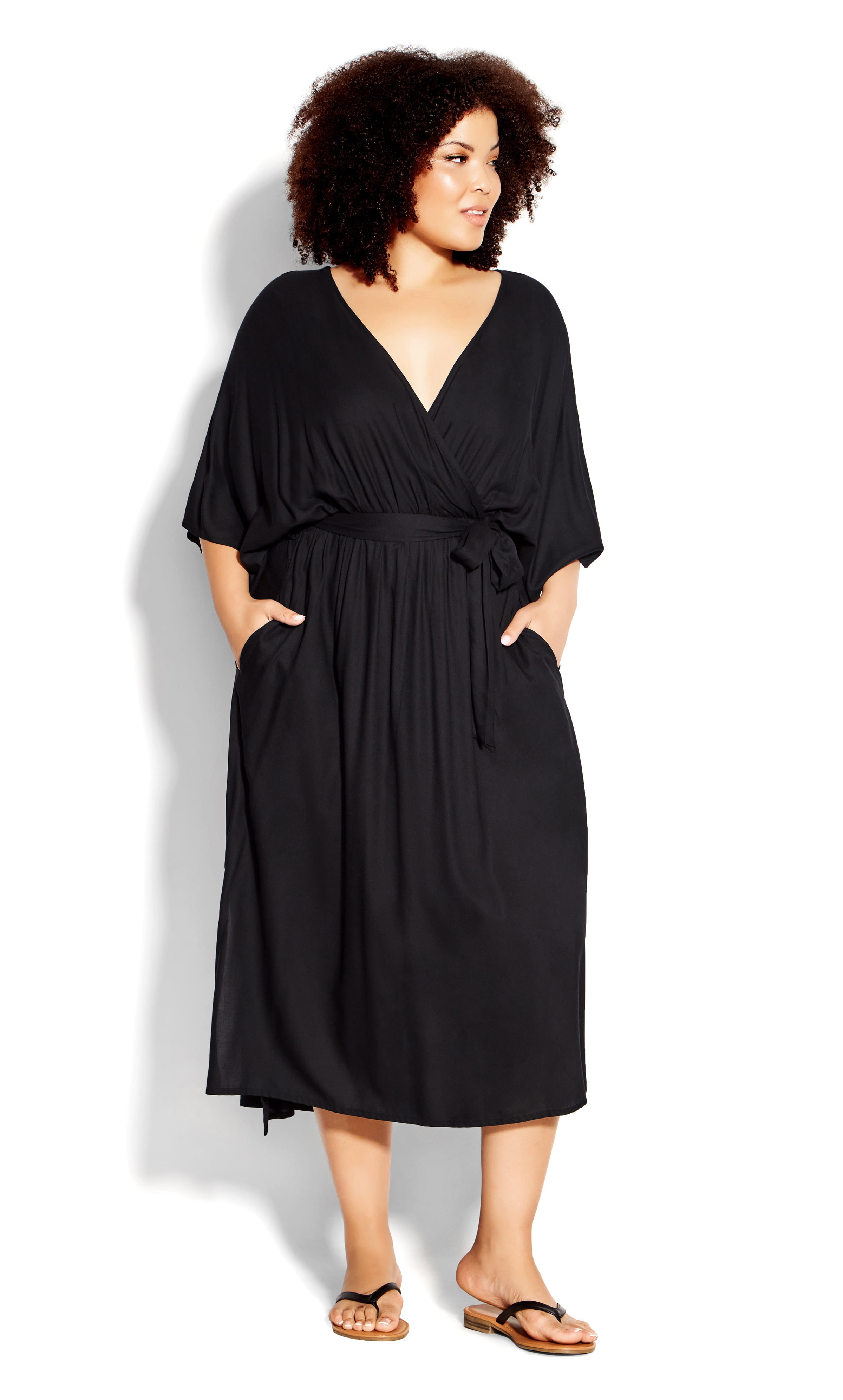 Loralette Women's Plus Size Day Date Plain Wide Sleeves Maxi Dress ...