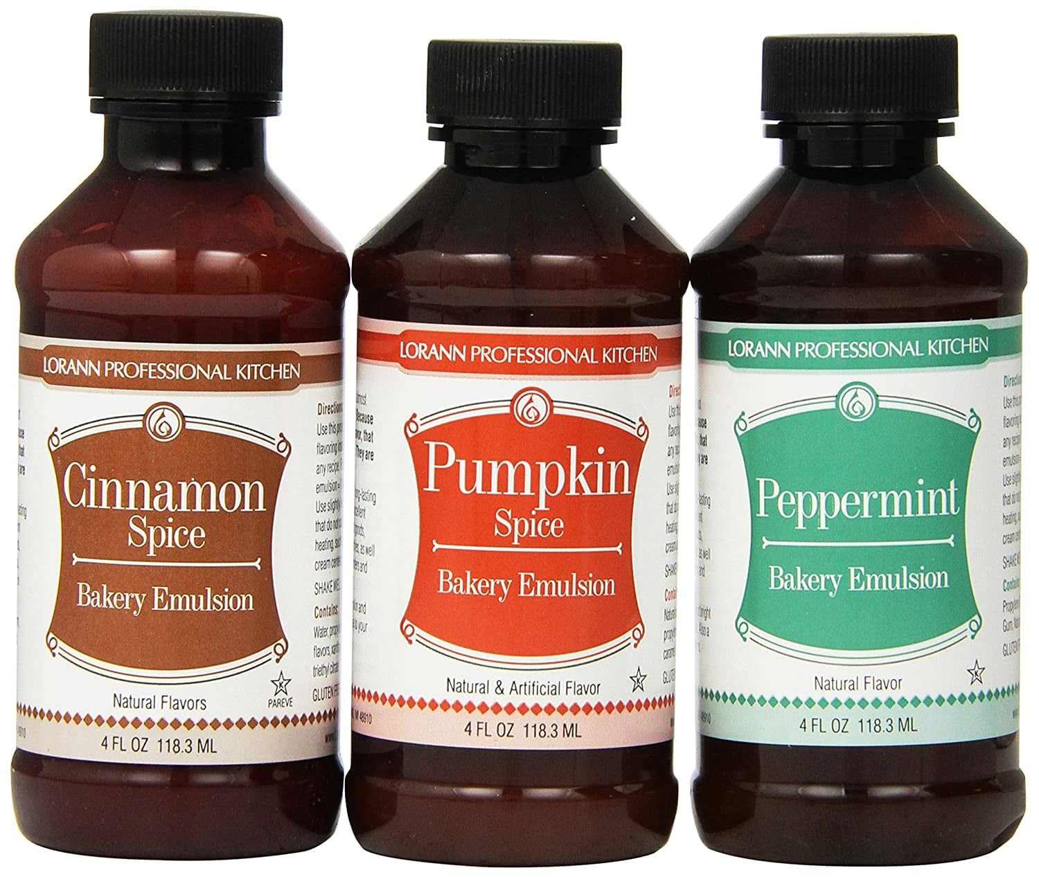 Lorann Oils Bakery Emulsion Bundle, Cinnamon Spice, Peppermint and ...