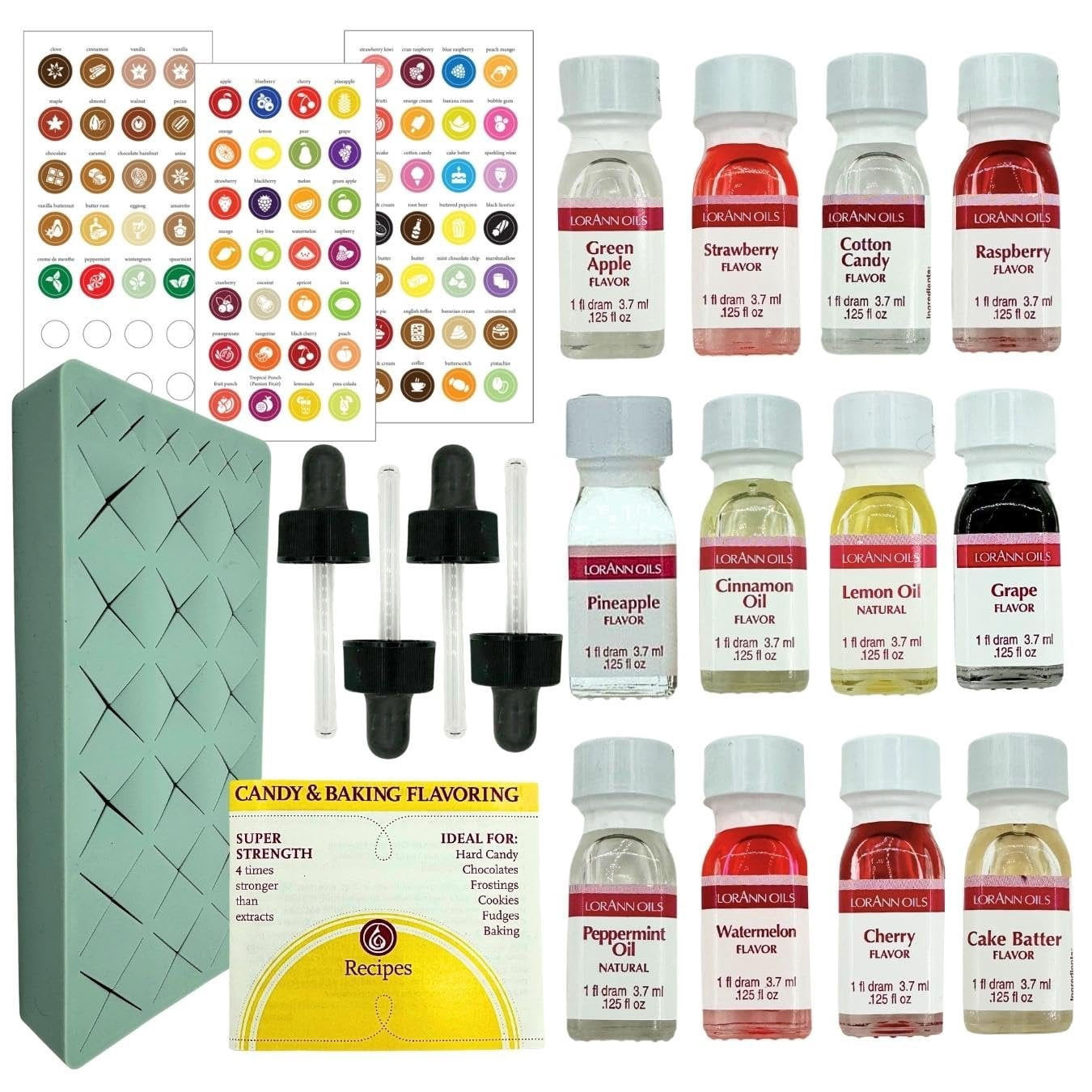 Lorann Oils Flavoring Variety Pack 1/8 oz. ea with Recipe Book, Storage ...