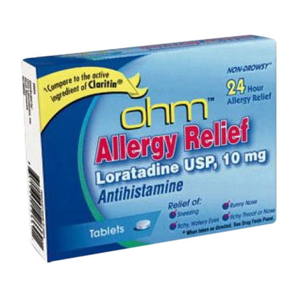 Loratadine Usp 10 Mg Antihistamine Allergy Relief Tablets By Ohm - 10 ...