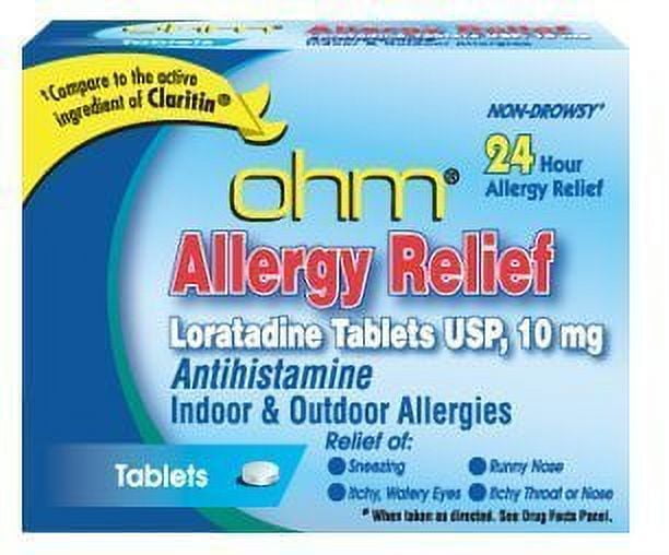 Loratadine usp 10 mg antihistamine allergy relief tablets by OHM - 500 ...