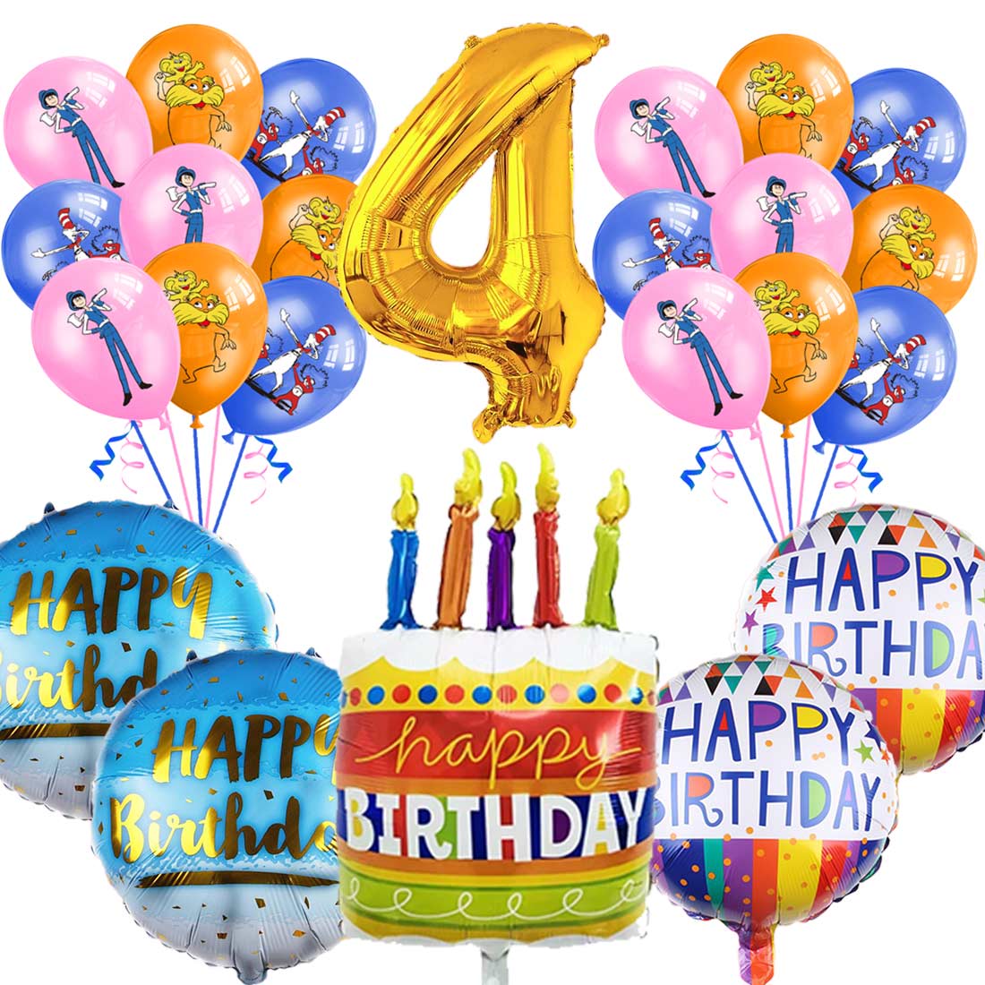 Lorax Balloons Party Supplies 4th Big Number Decorations Decor Kit ...